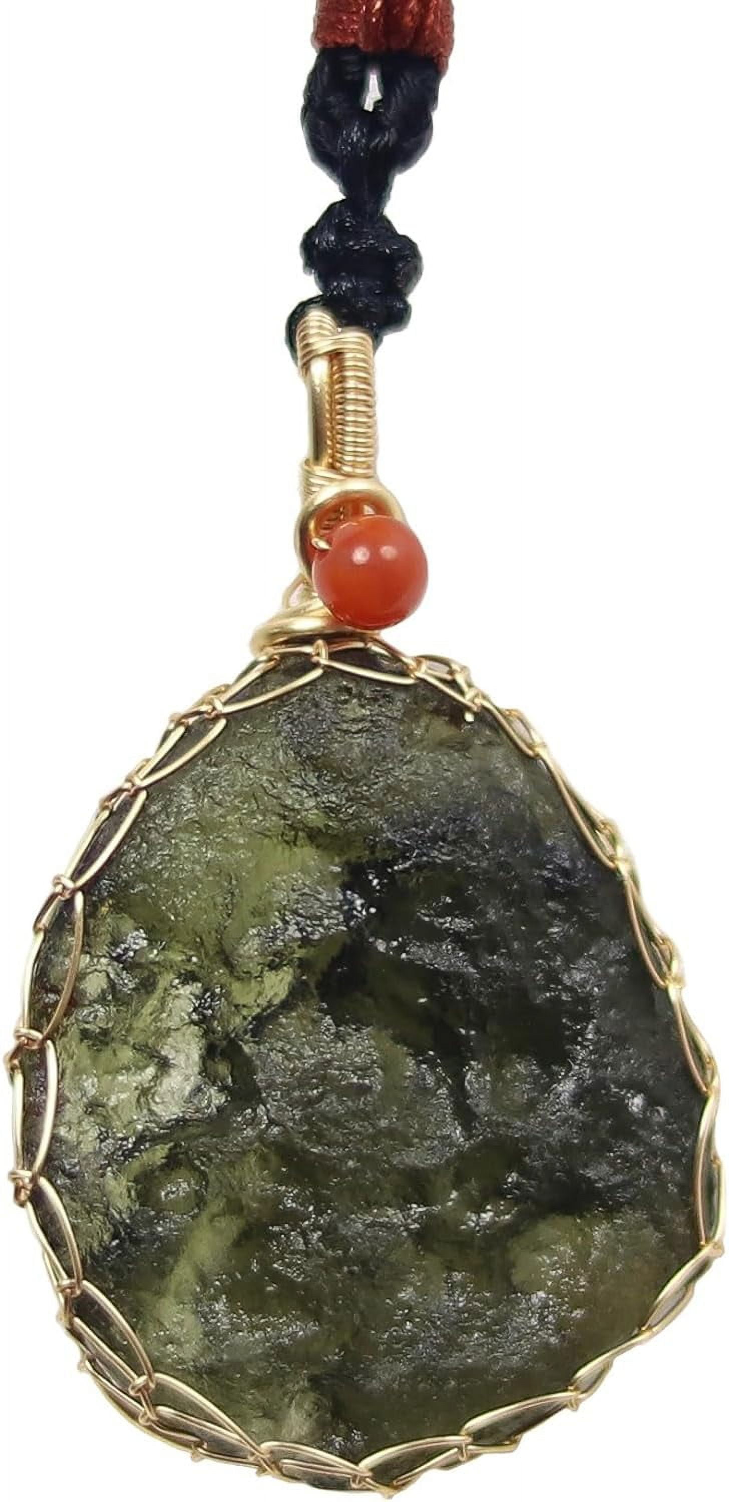 Moldavite Crystal 14K Gold Plated Necklace,Raw Real Czech Meteorite ...