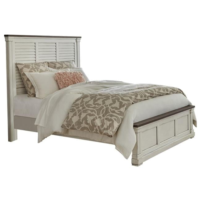 Molded Trim Shutter Style Headboard Ola King Size Panel Bed, White ...