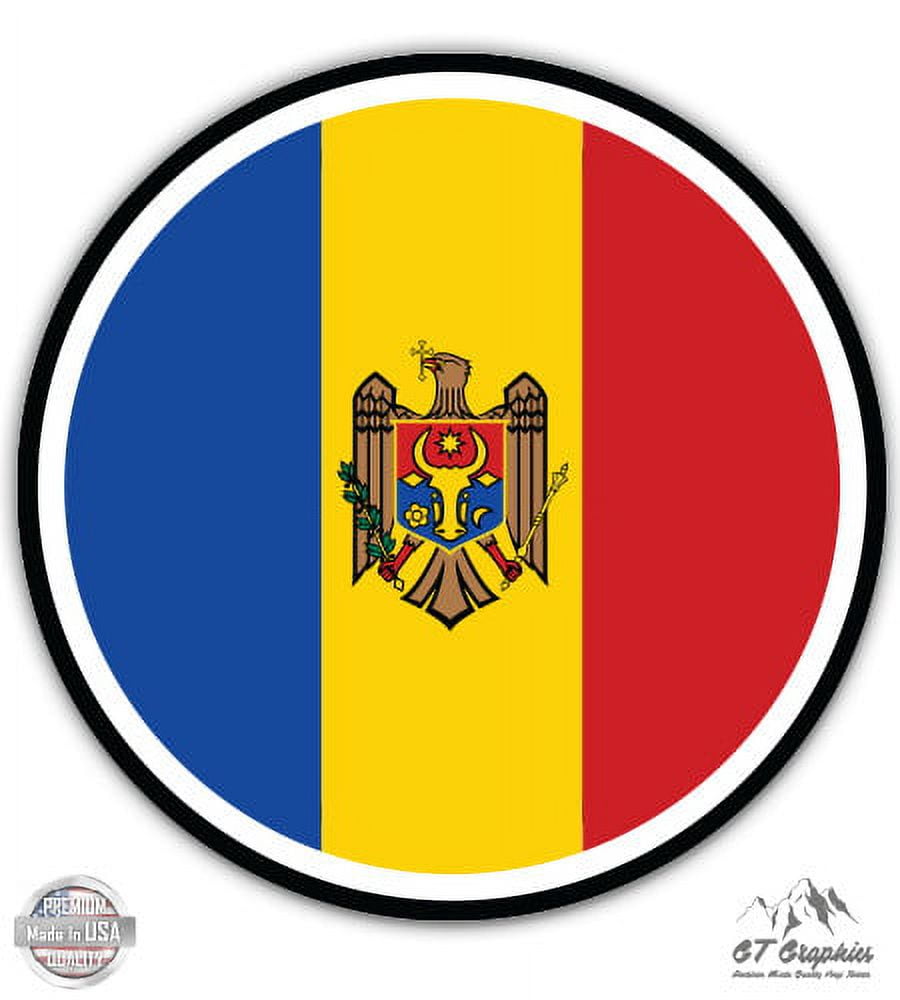 Moldova Flag - 3" Vinyl Sticker - For Car Laptop I-Pad Phone Helmet ...