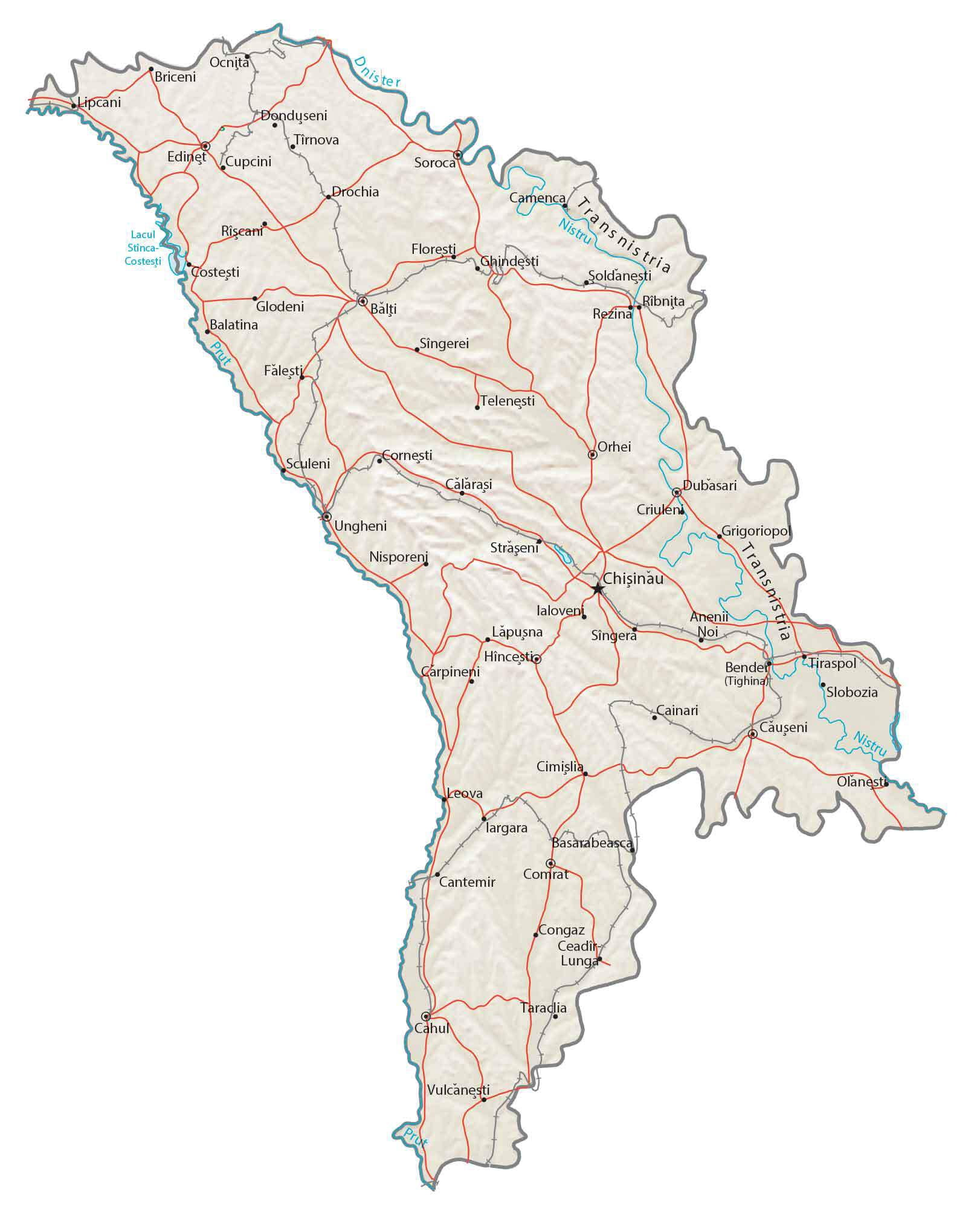 Moldova Physical Map GLOSSY POSTER PICTURE PHOTO PRINT BANNER ...