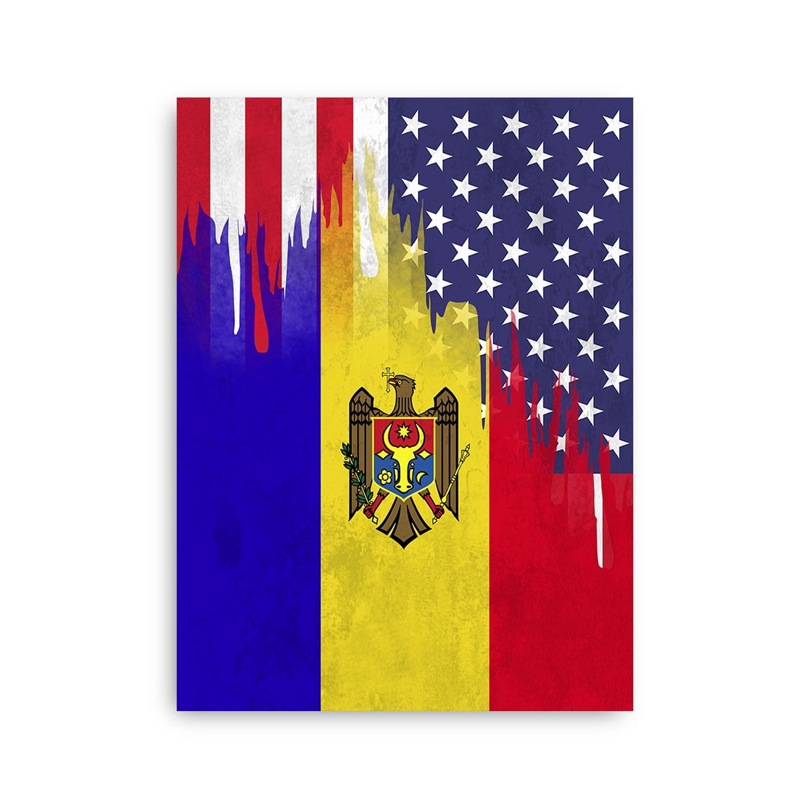 Moldovan American Flag Wall Art Friendship USA Moldova Roots Poster ...