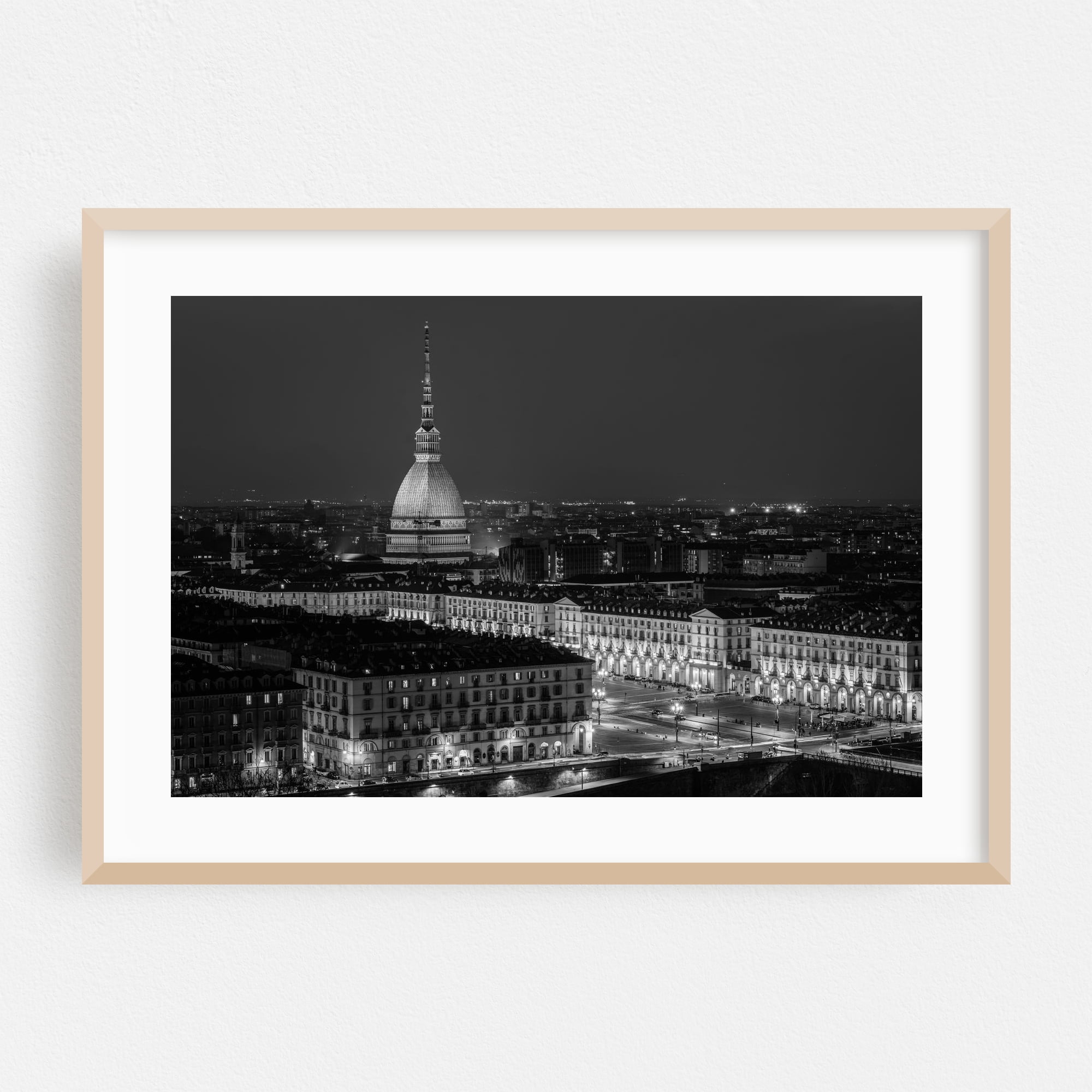 Mole Antonelliana 01 B&W - Turin Piedmont Italy Photography Oak Framed ...