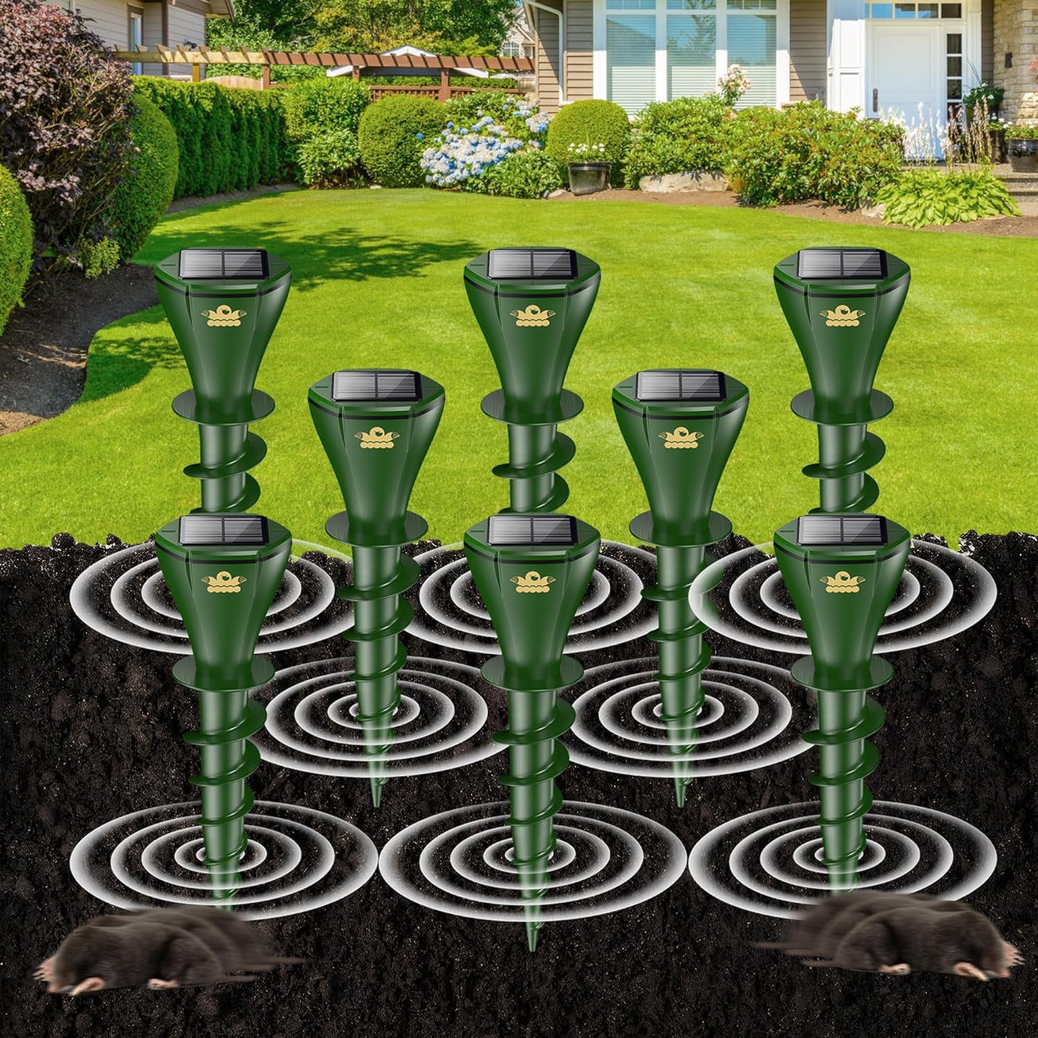Mole Repellent for Lawns, Solar Powered | Patent Screw-Shape-Stake ...