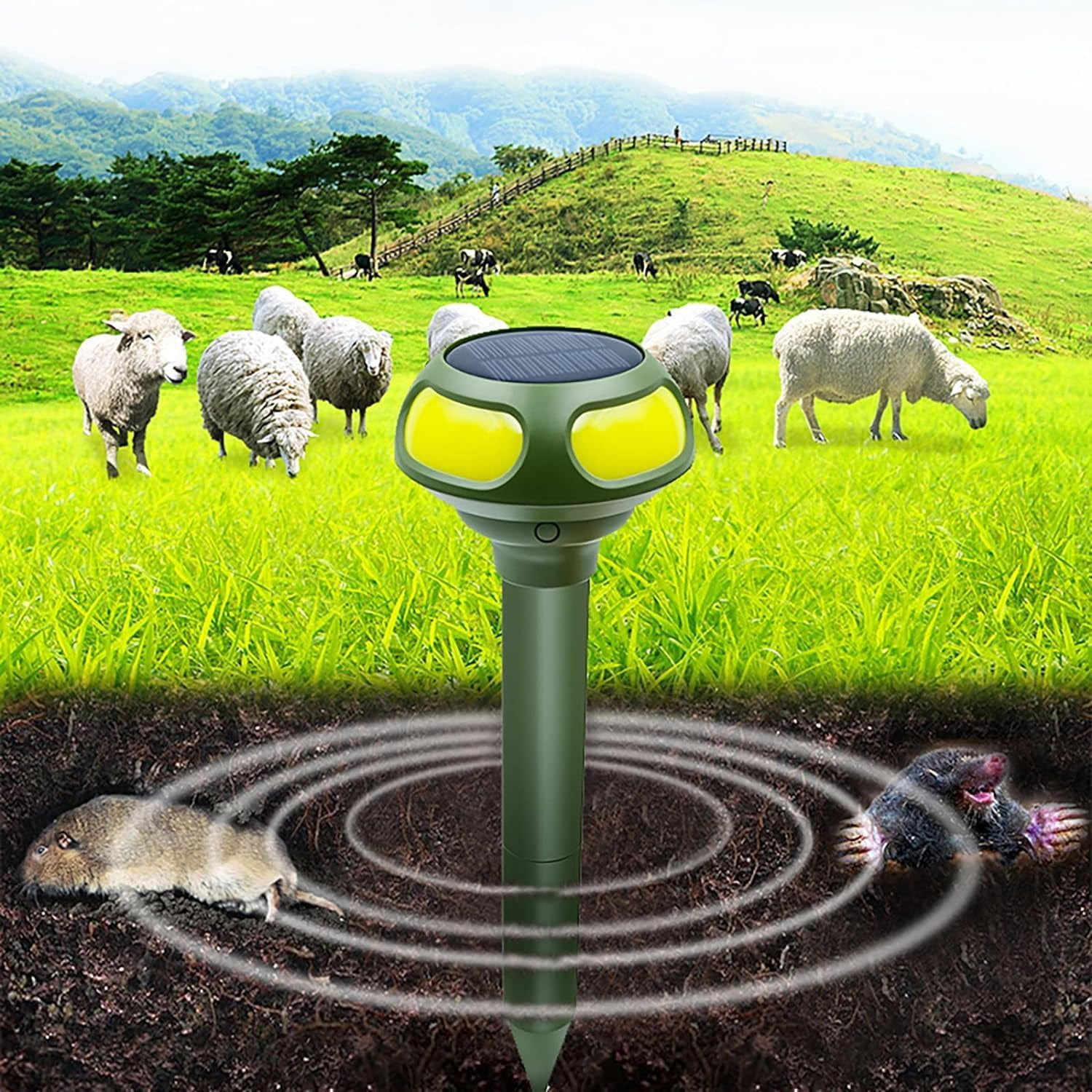 Mole Repellent Solar Powered Gopher Repellent Ultrasonic Solar Powered ...