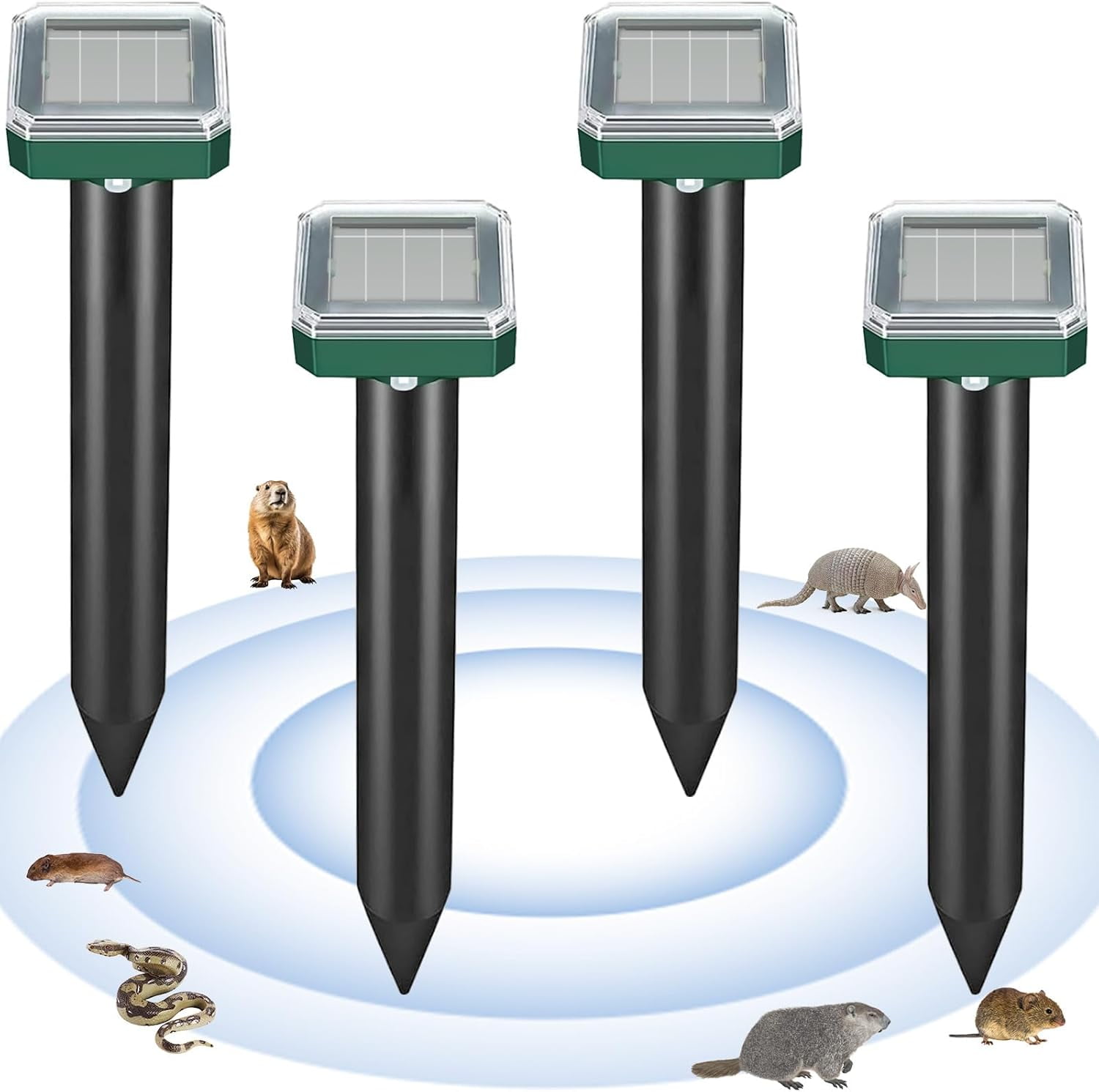 Mole Repellent Solar Powered, Waterproof Solar Mole Repellent ...