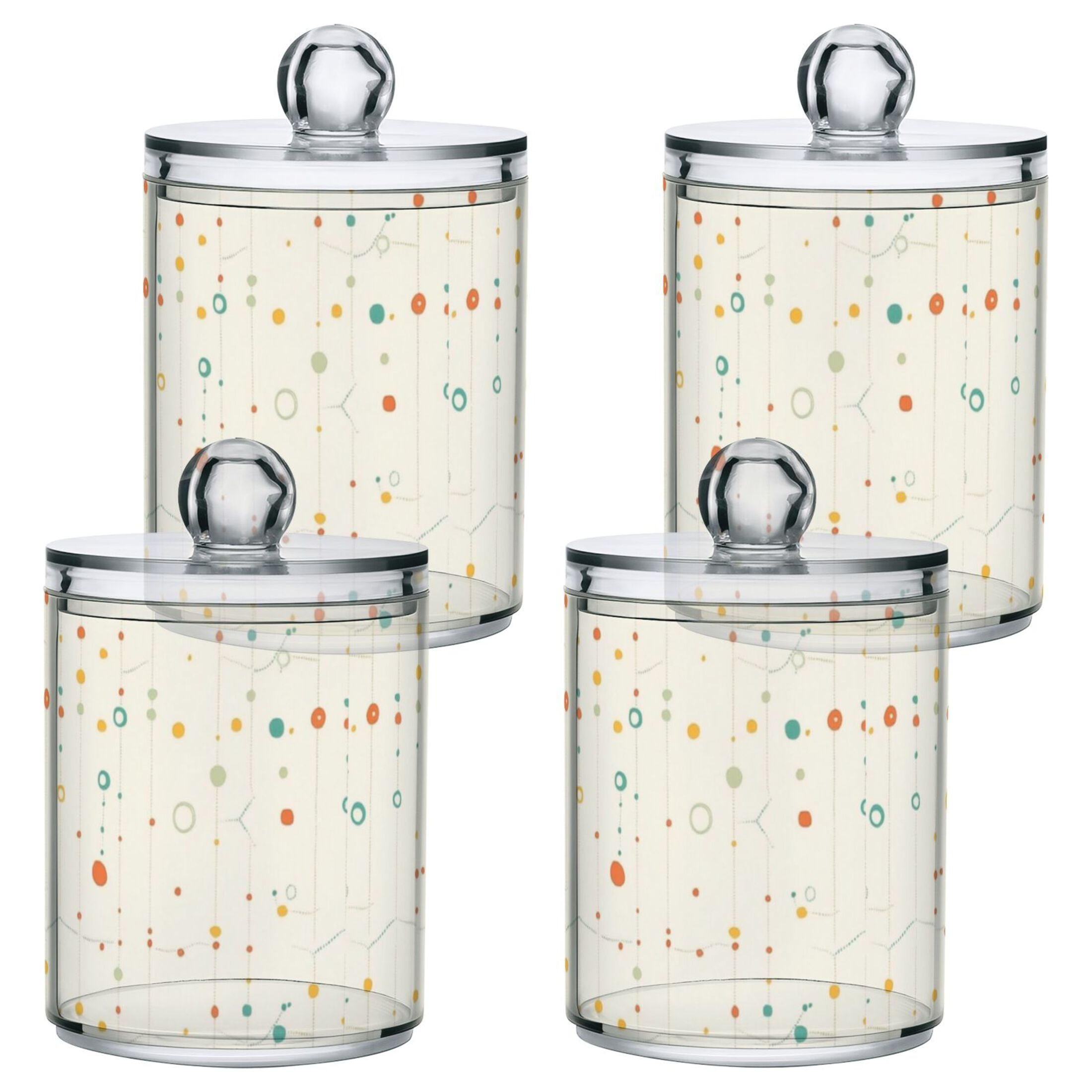 Molecular Map Bathroom Canisters Set of 4 Translucent Plastic Storage ...