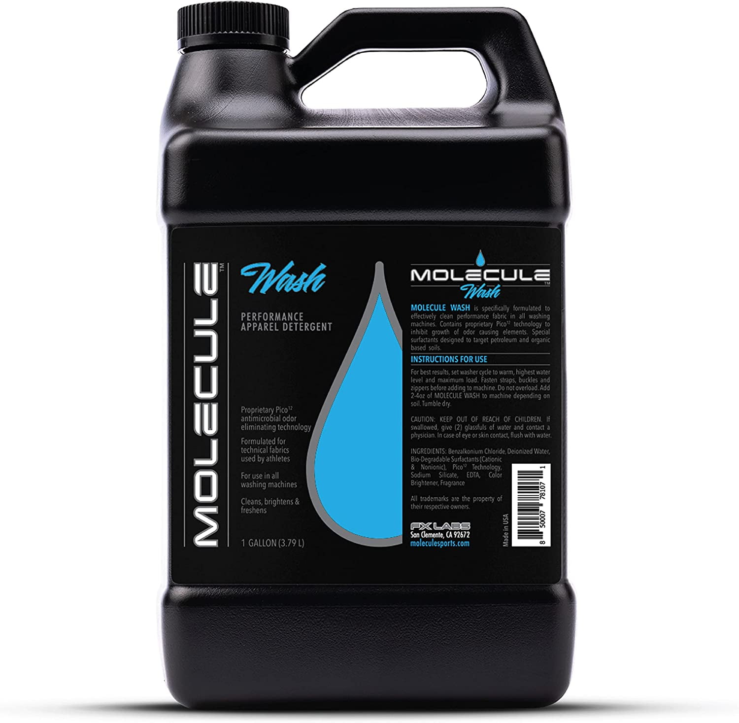 MOLECULE Performance Apparel Detergent, 1 Gallon, Inhibits Odors ...