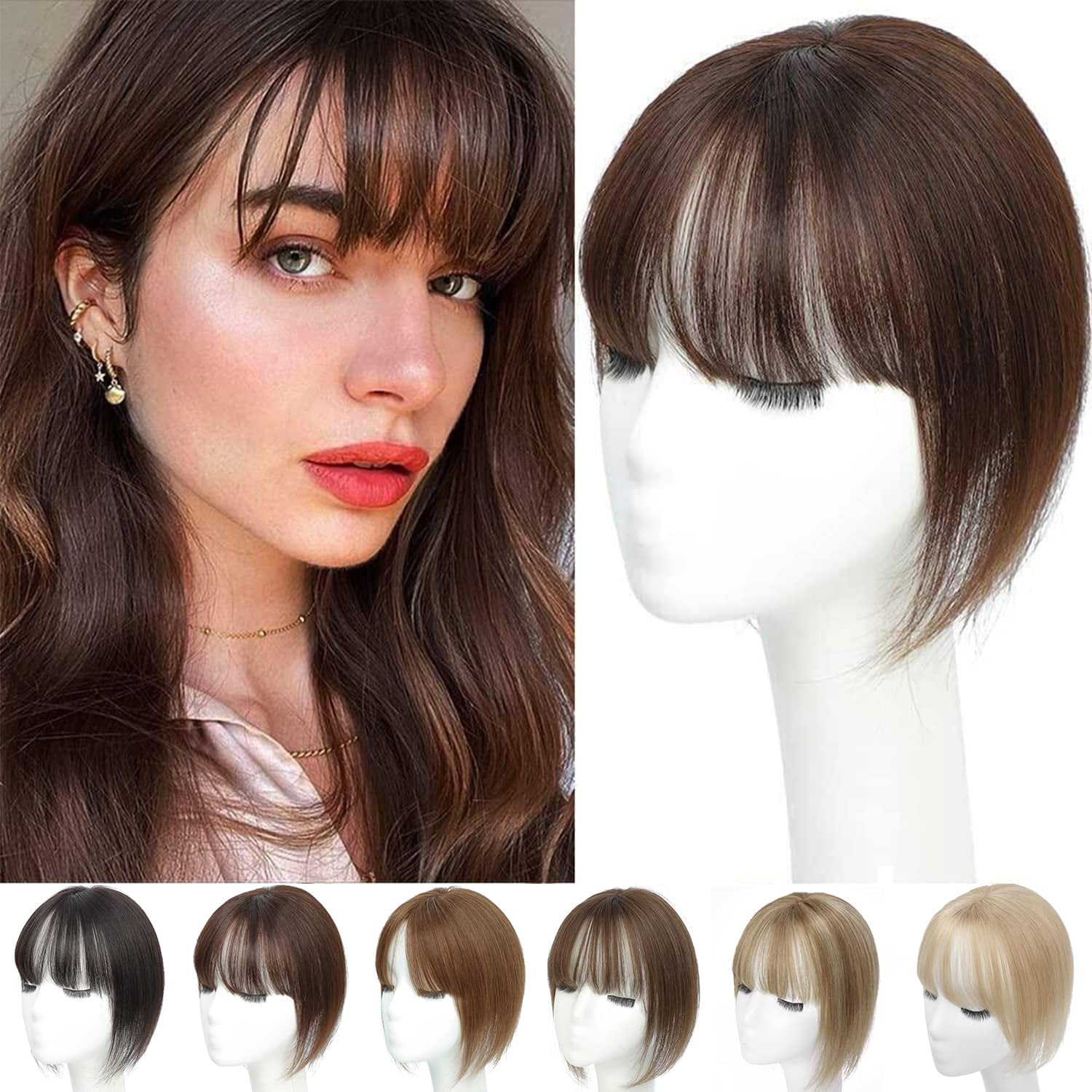 Molefi Hair Toppers for Women Real Human with Bangs Topper Extensions ...