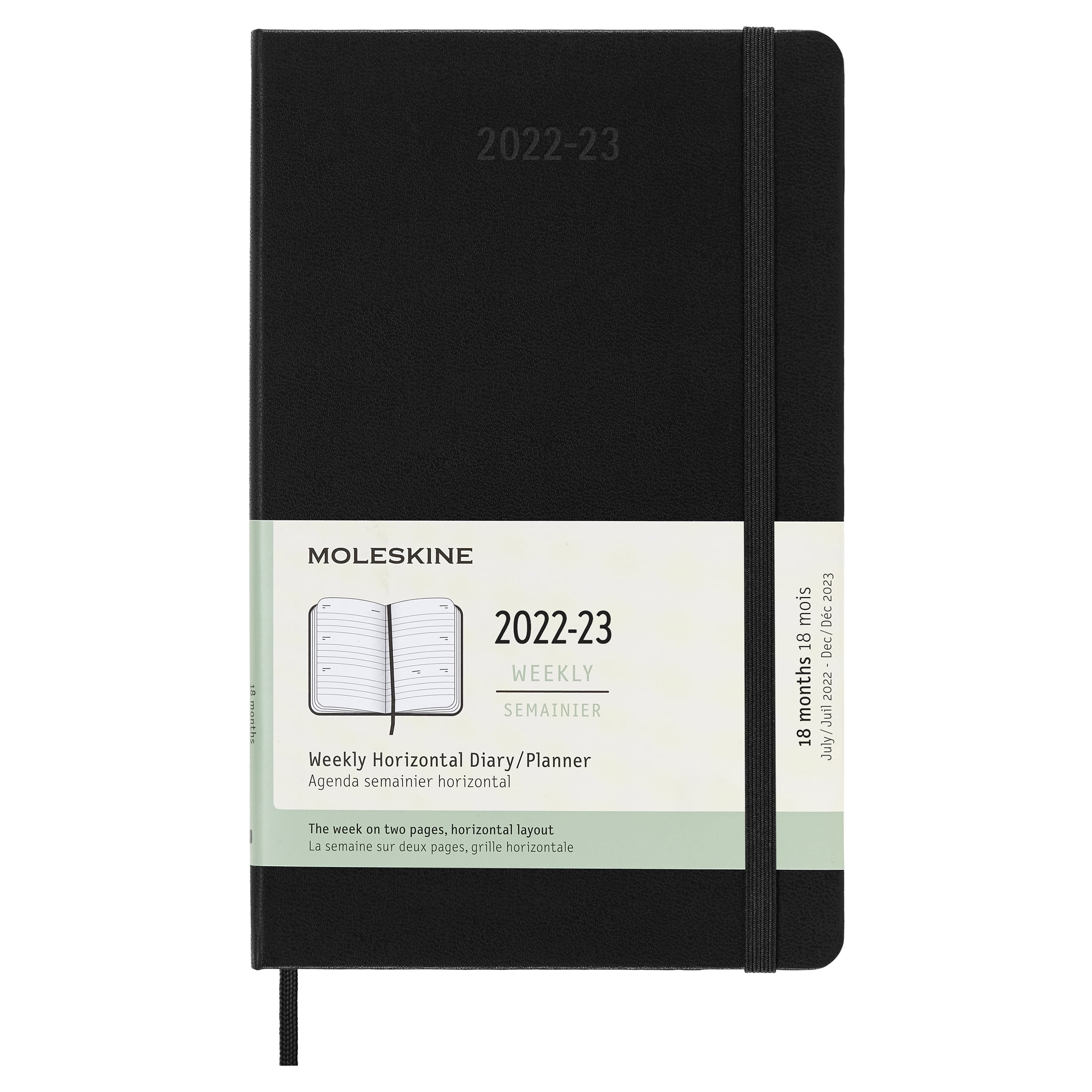 Moleskine 2023 Weekly Horizontal Planner, 18M, Large, Black, Hard Cover ...