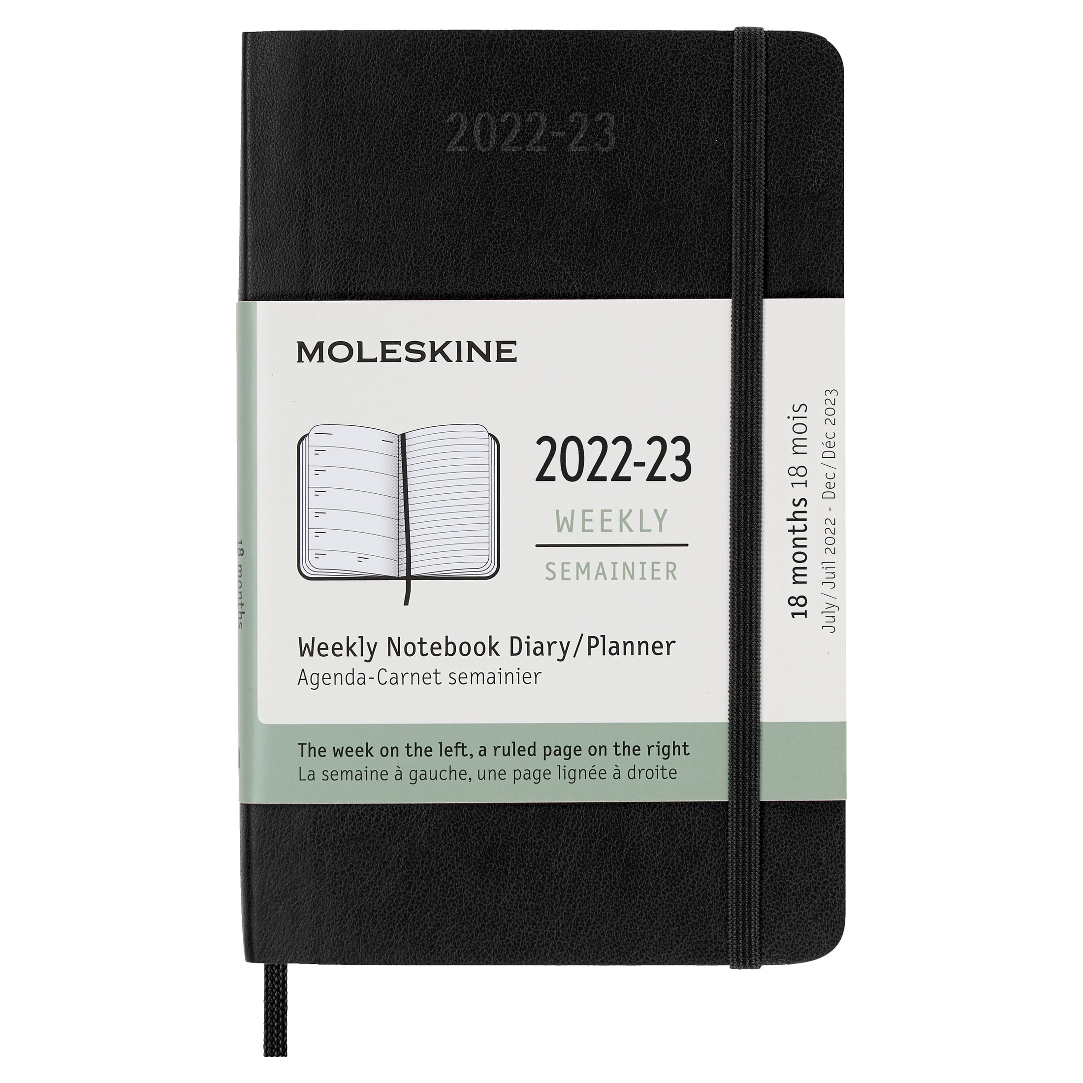 Moleskine 2023 Weekly Notebook Planner, 18M, Pocket, Black, Soft Cover ...