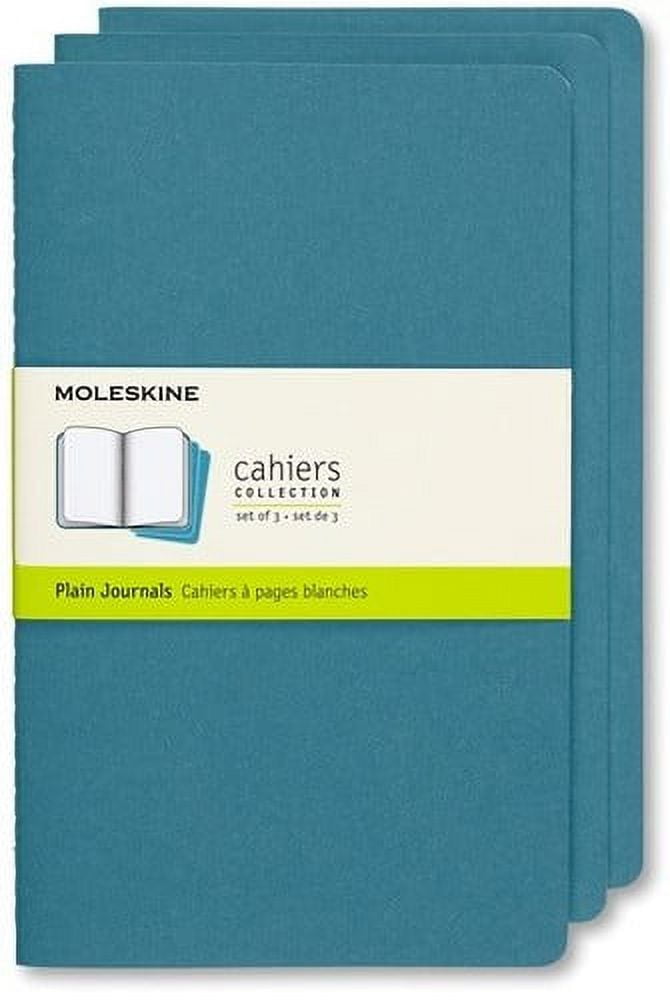 Moleskine Cahier Journal (Set of 3), Large, Plain, Brisk Blue (8.25 x 5 ...