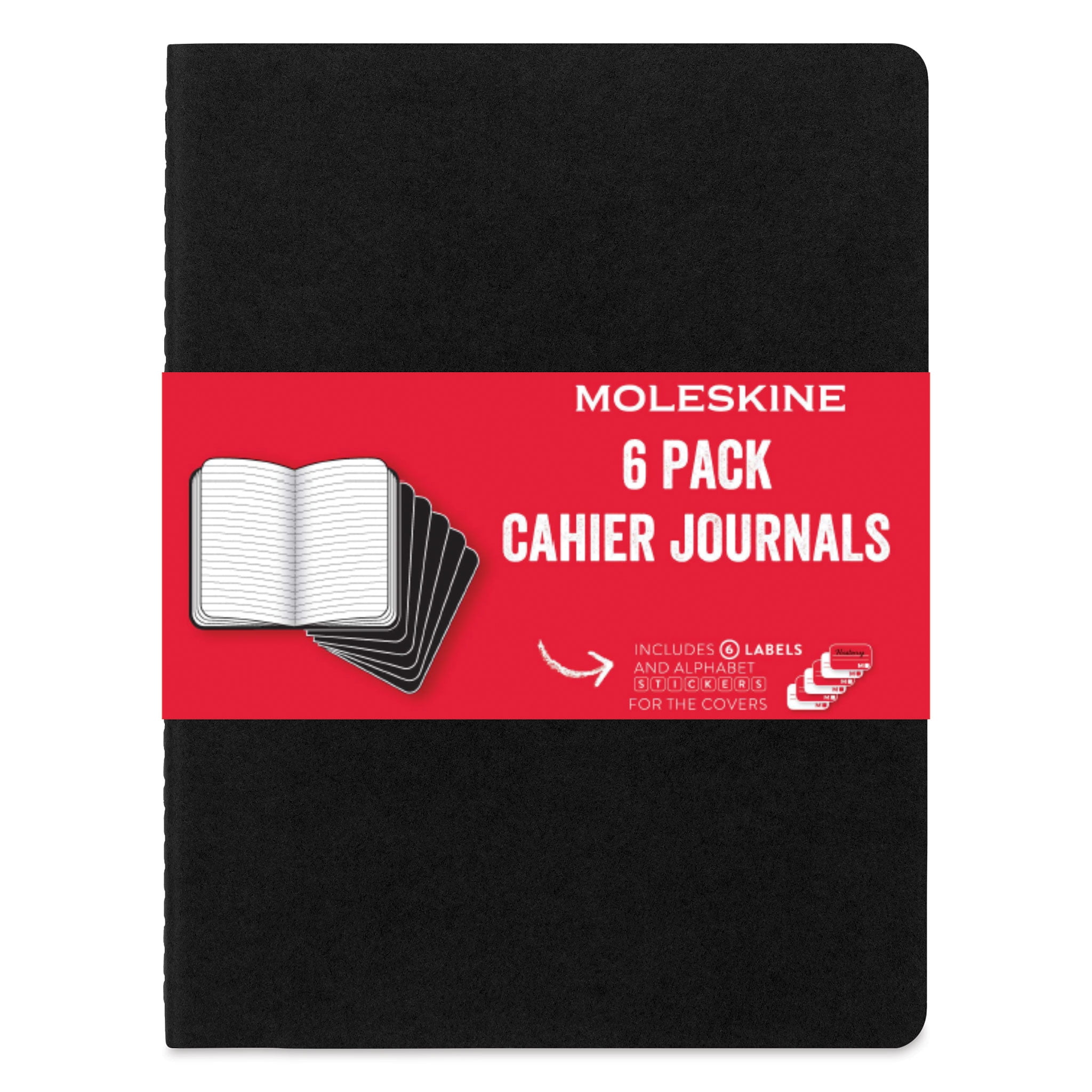 Moleskine Cahier Journals - 9-3/4" x 7-1/2", Ruled, Black, Pkg of 6 ...