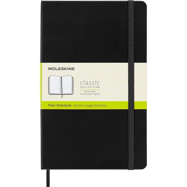 Moleskine Classic Notebook, Hard Cover, Large (5" x 8.25") Plain/Blank ...