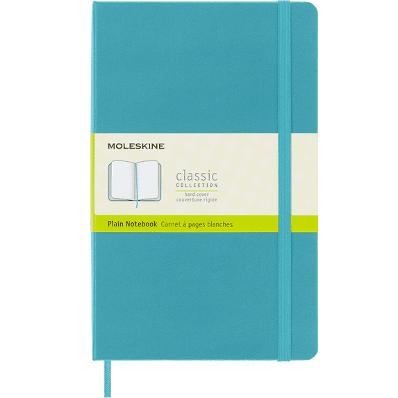 Moleskine Classic Notebook, Hard Cover, Large (5" x 8.25"), Plain, Blue ...