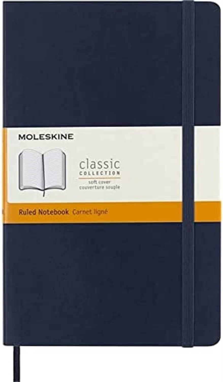 Moleskine Classic Notebook, Soft Cover, Large, Ruled, Sapphire Blue ...