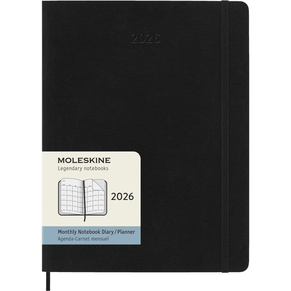 Moleskine, Moleskine Monthly Extra Large Black Soft Cover 12 Month 2026 ...