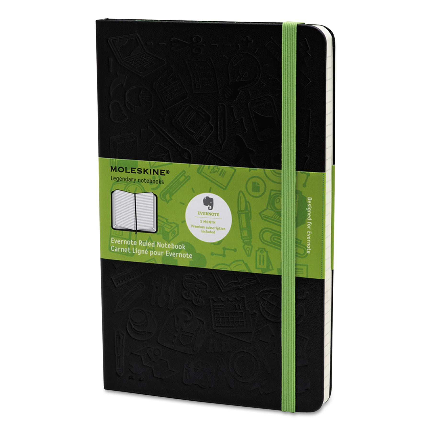 Ruled Evernote Smart Notebook, 8 1/4 X 5, Black Cover, 240 Sheets ...