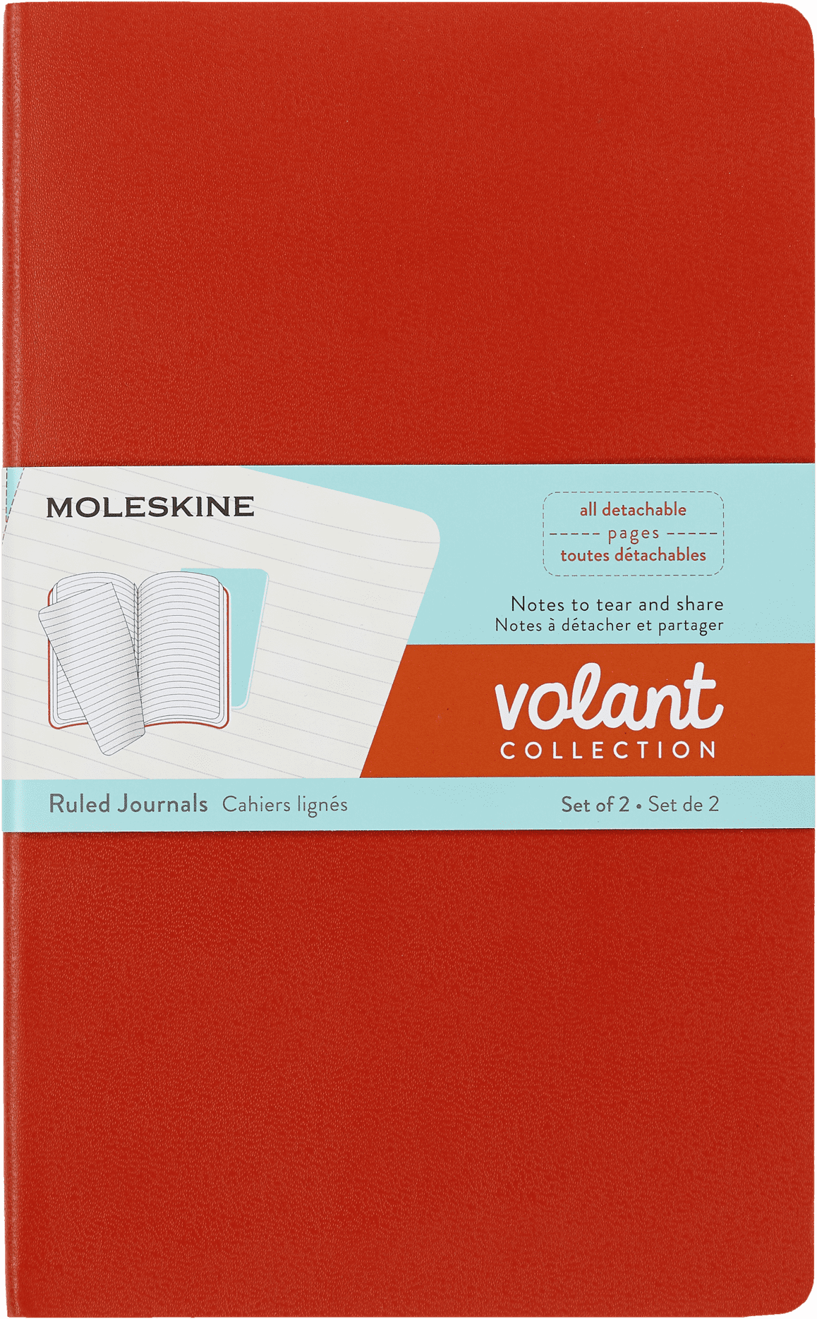 Moleskine Volant Journals (Set of 2), Large (5" x 8.25"), Ruled, Coral ...
