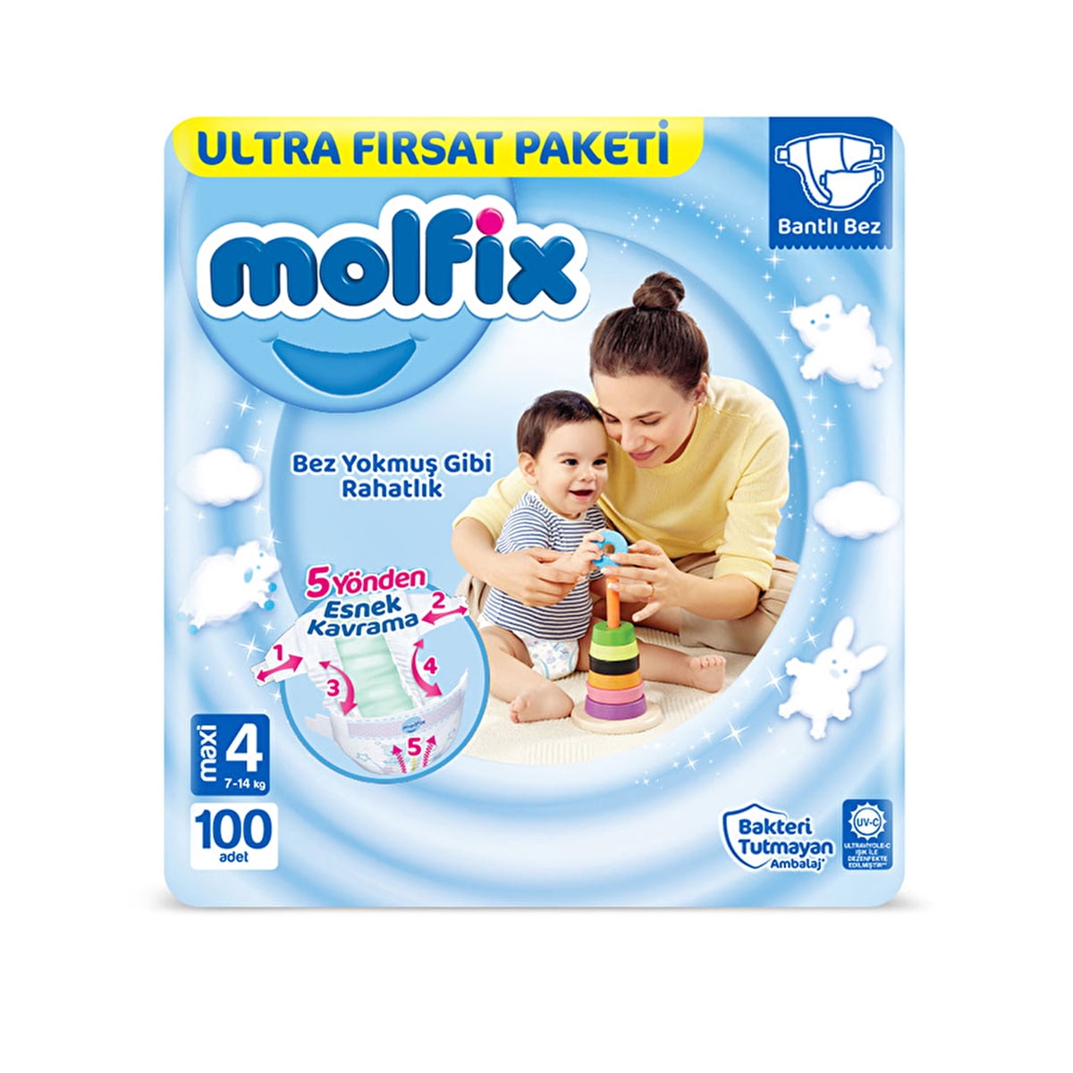 Molfix 3D Maxi 4 Size Baby Diapers 100pcs - Walmart.com
