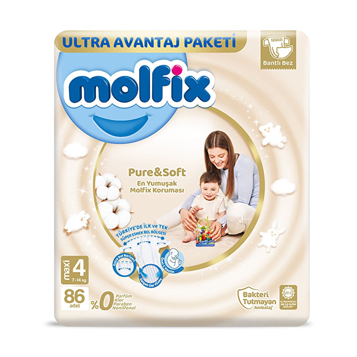 Molfix Pure & Soft Maxi 4 Size Baby Diapers 86 pcs - Walmart.com