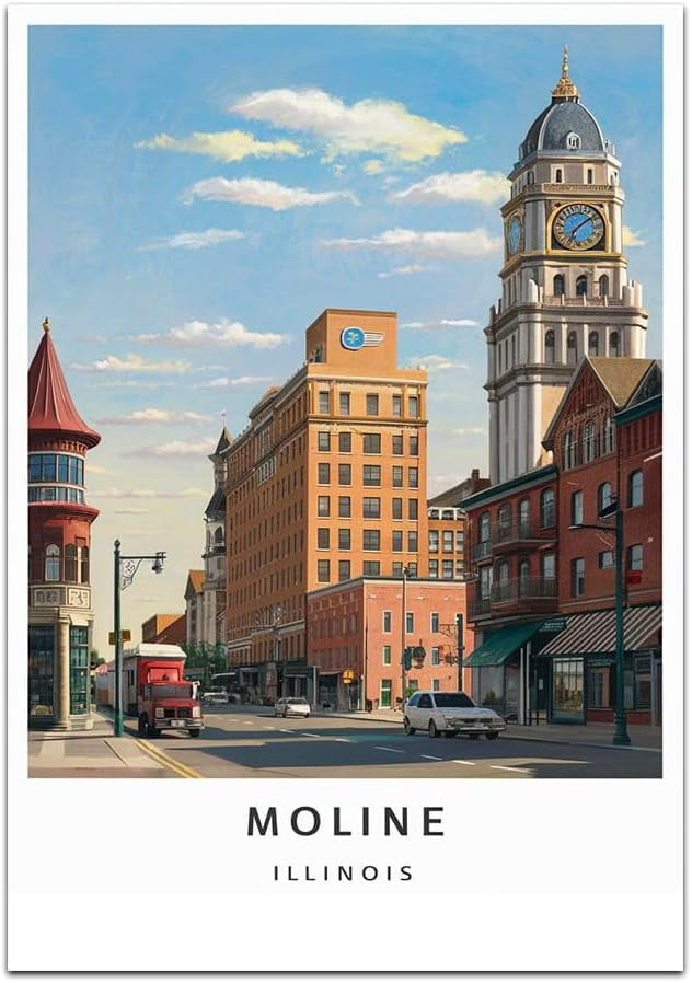 Moline Map Retro Style Travel Canvas, Moline Map Vintage Rustic Canvas ...