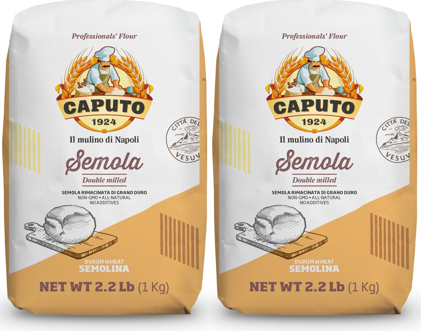 Molino Antimo Semolina Semola BDF32 Flour, 1 Kilo bag , (Pack of 2 ...
