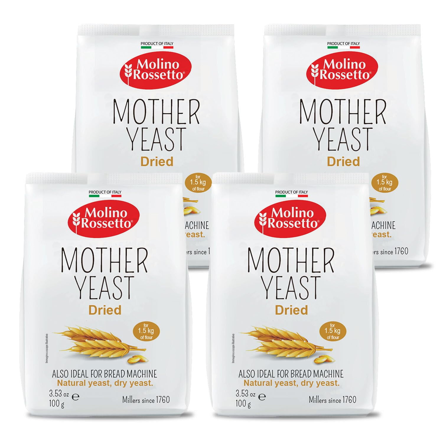 Molino Rossetto Instant Rapid-Rise Dry Yeast for Baking Bread, Cake ...