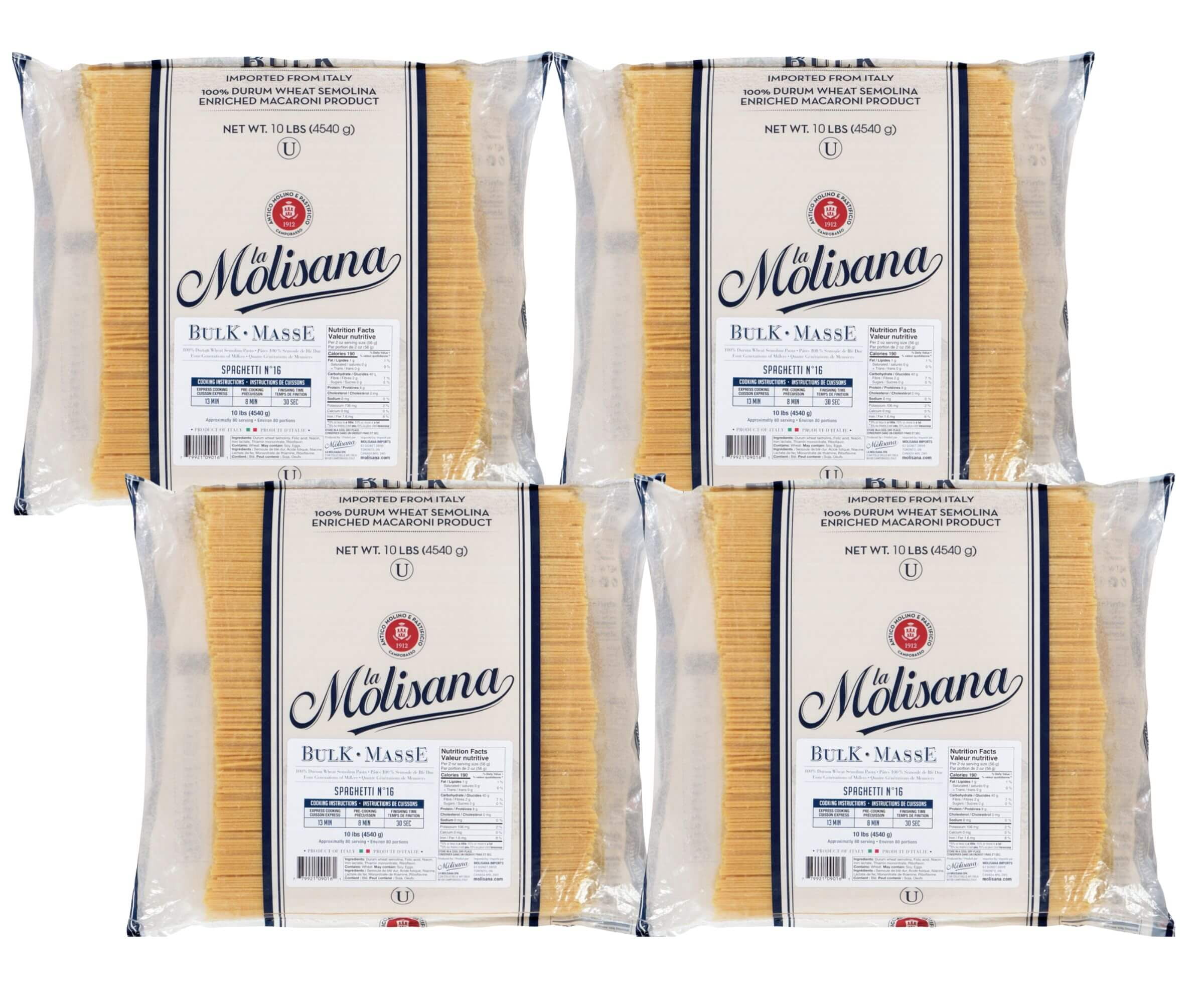 Molisana No.16 Spaghetti 10lbs - Premium Durum Wheat Semolina Pasta ...
