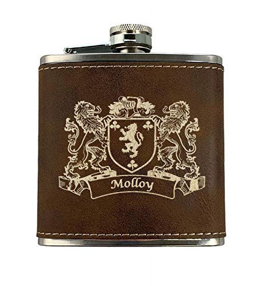 Molloy Irish Coat of Arms Leather Flask - Rustic Brown - Walmart.com