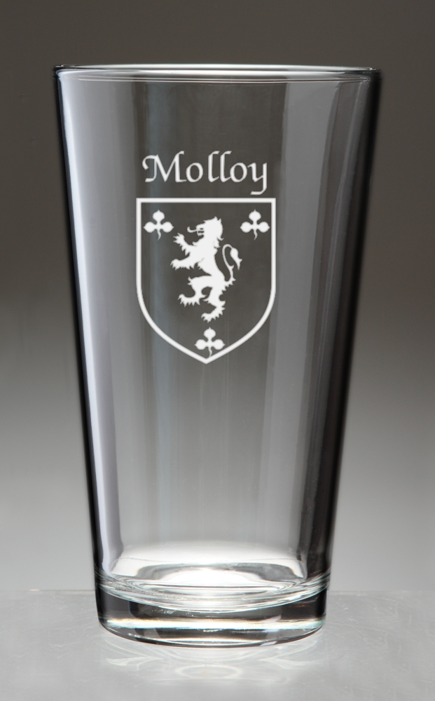 Molloy Irish Coat of Arms Pint Glasses - Set of 4 (Sand Etched ...
