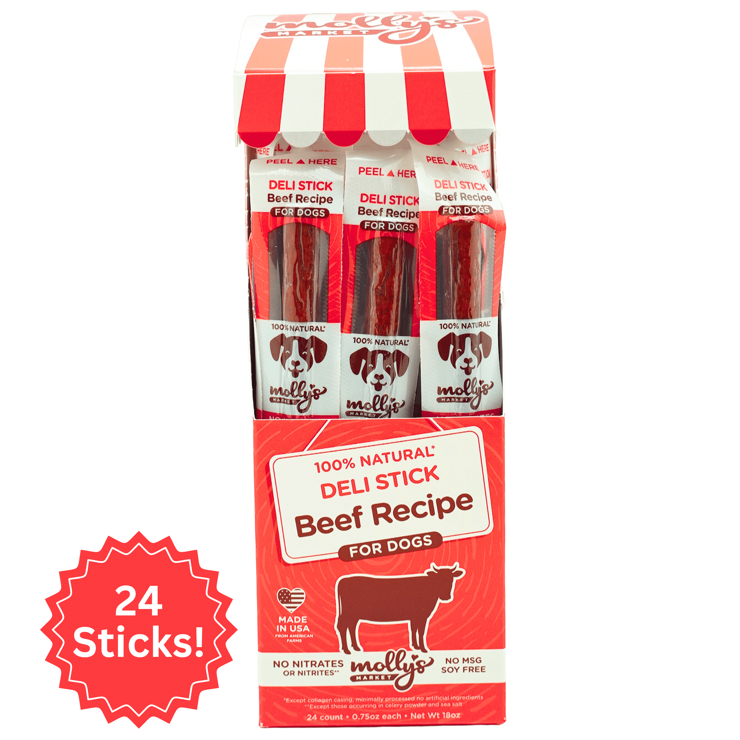 Molly's Market Beef Recipe, 100% Natural Meat Snack Strips, Deli Sticks ...