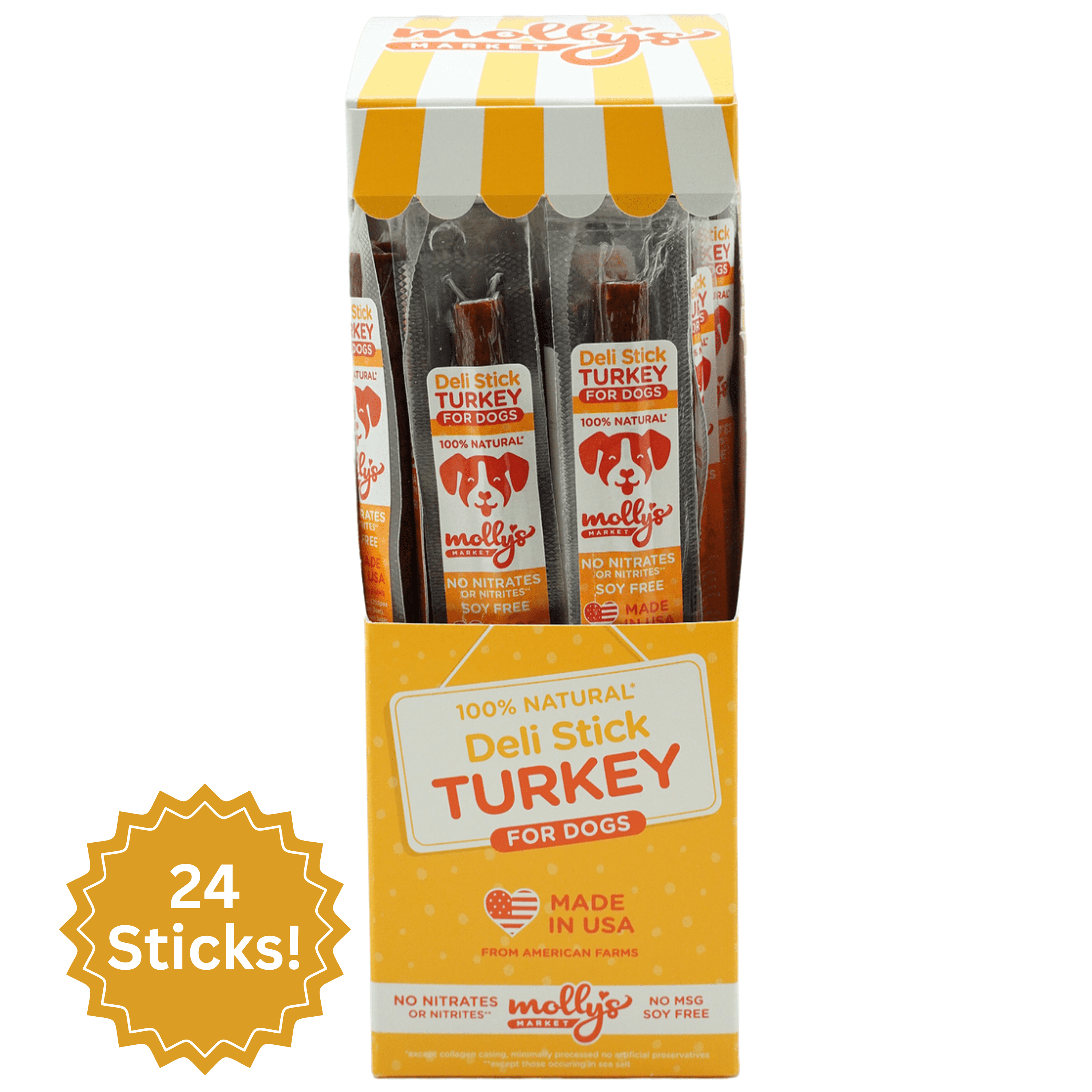 Molly's Market 100% Natural Turkey Recipe Deli Sticks, Dog Jerky Snack ...