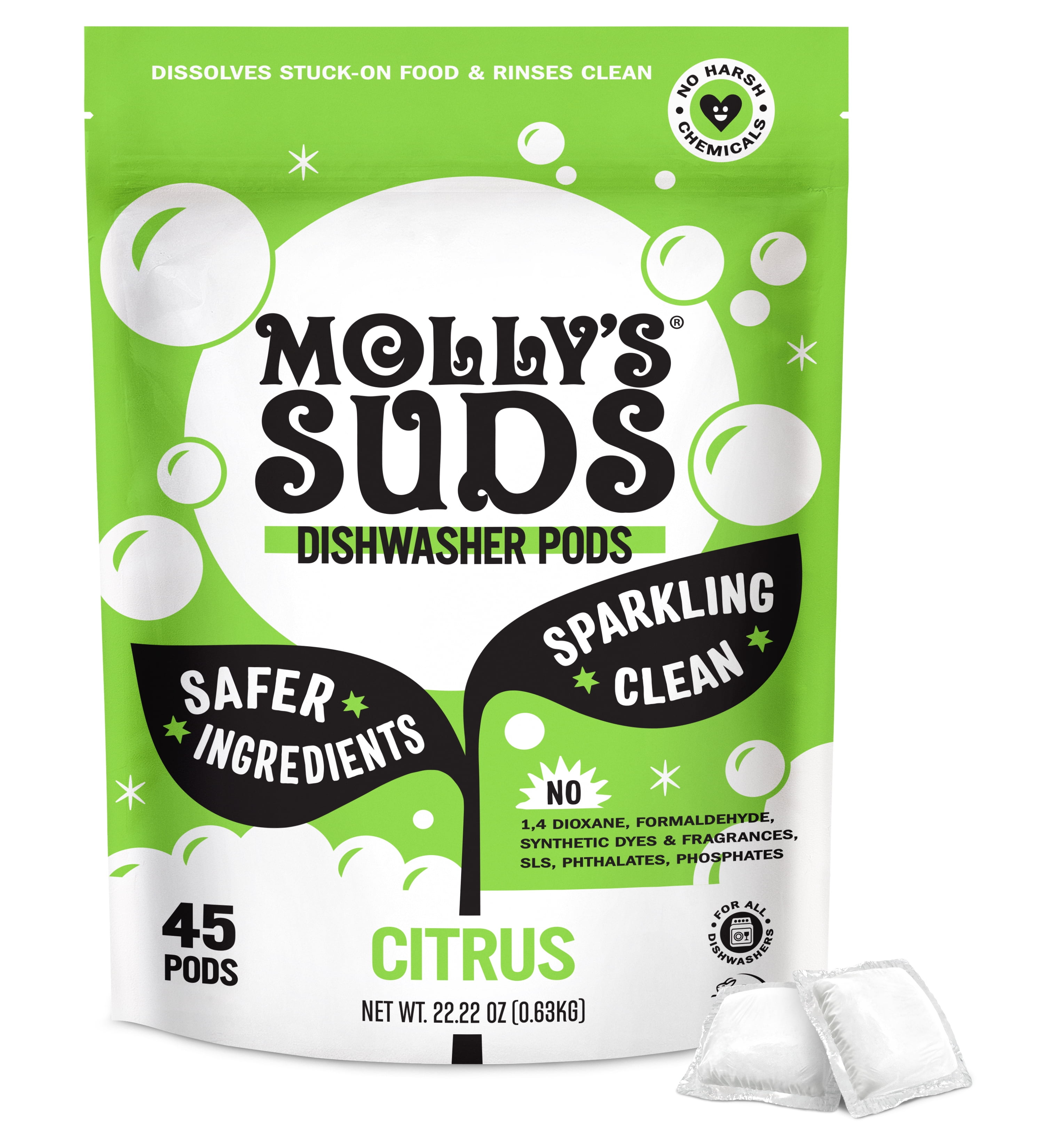 Molly's Suds Dishwasher Pods, Dishwasher Detergent, Cuts Grease ...