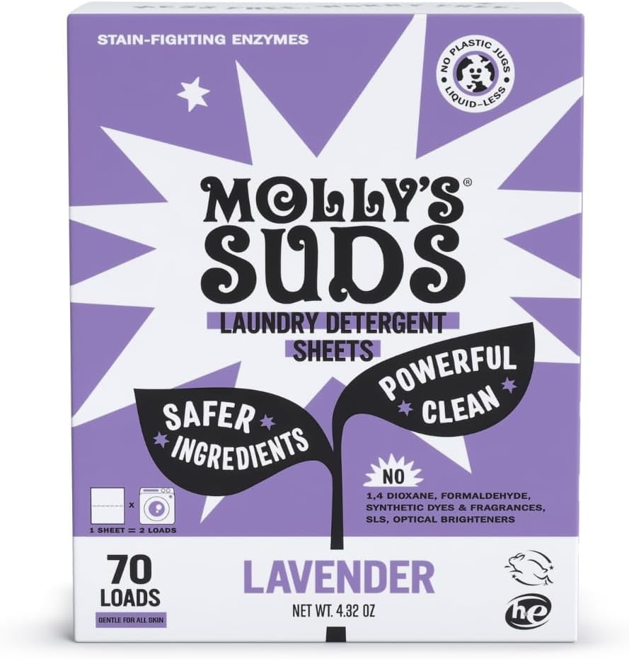Molly’s Suds Laundry Detergent Sheets | Gentle on Sensitive Skin, Stain ...