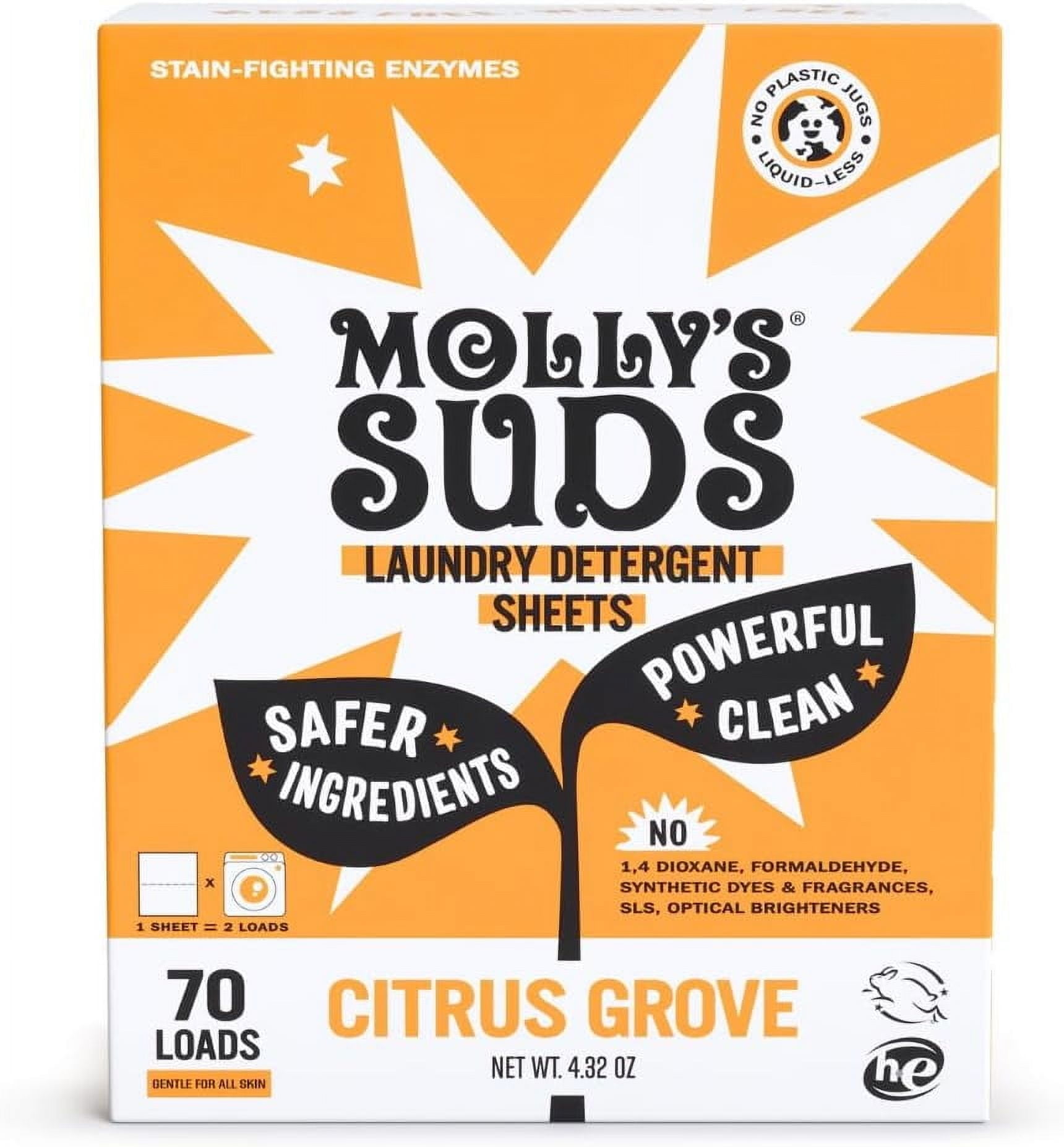 Molly’s Suds Laundry Detergent Sheets | Gentle on Sensitive Skin, Stain ...