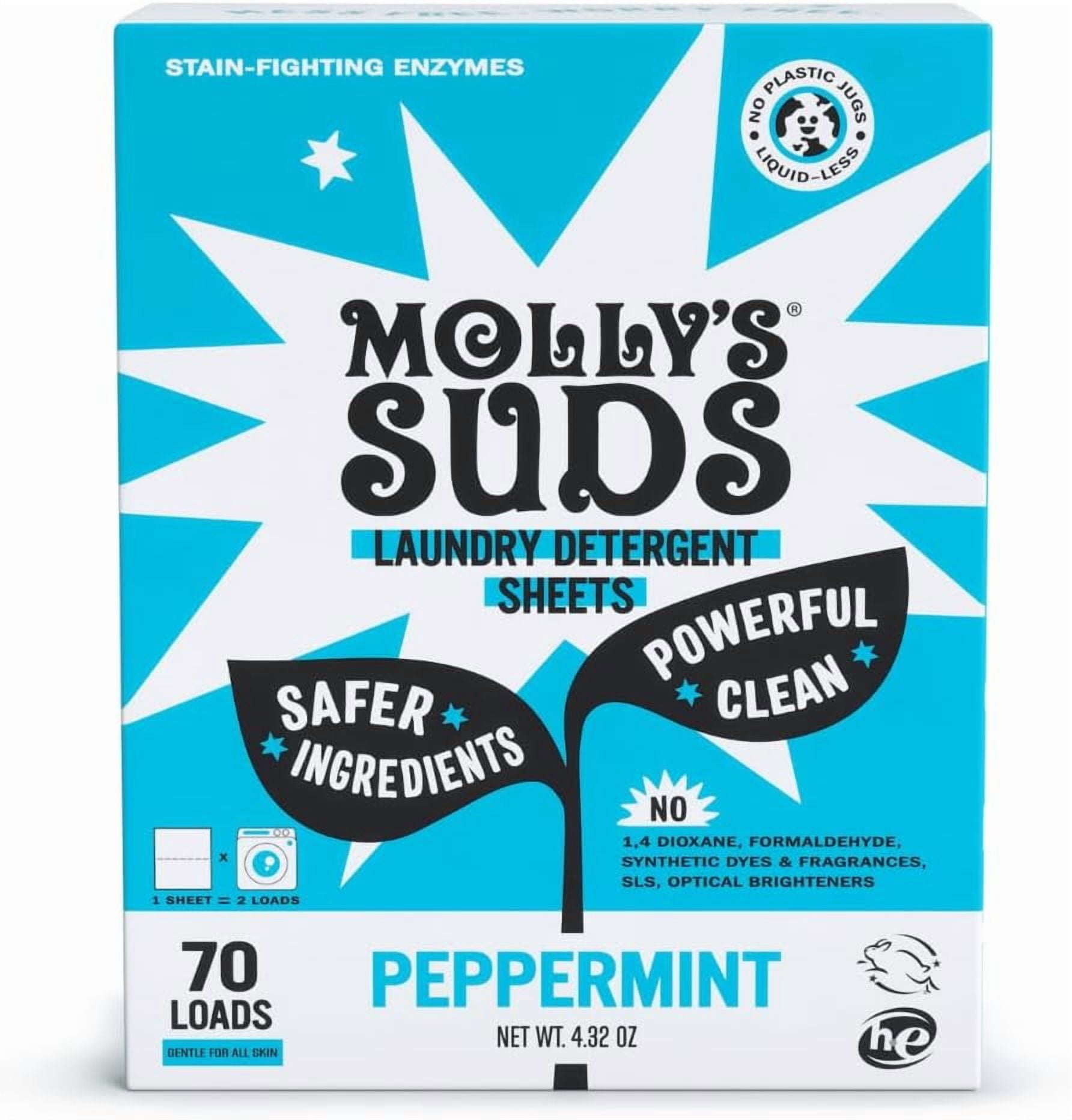 Molly's Suds Laundry Detergent Sheets, Liquidless, Plastic-Free, 70 ...
