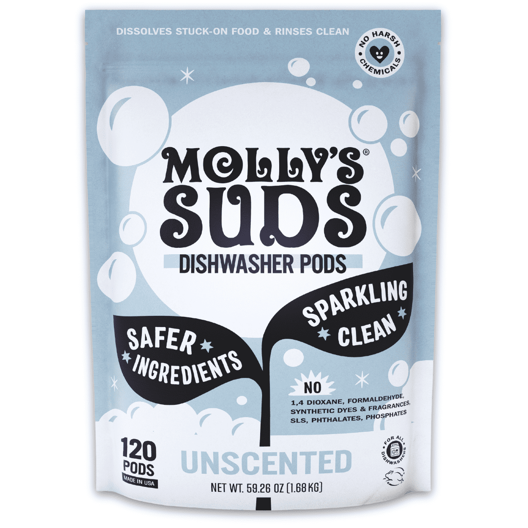 Molly's Suds Natural Dishwasher Pods | Cuts Grease, Rinses Clean | 120 ...