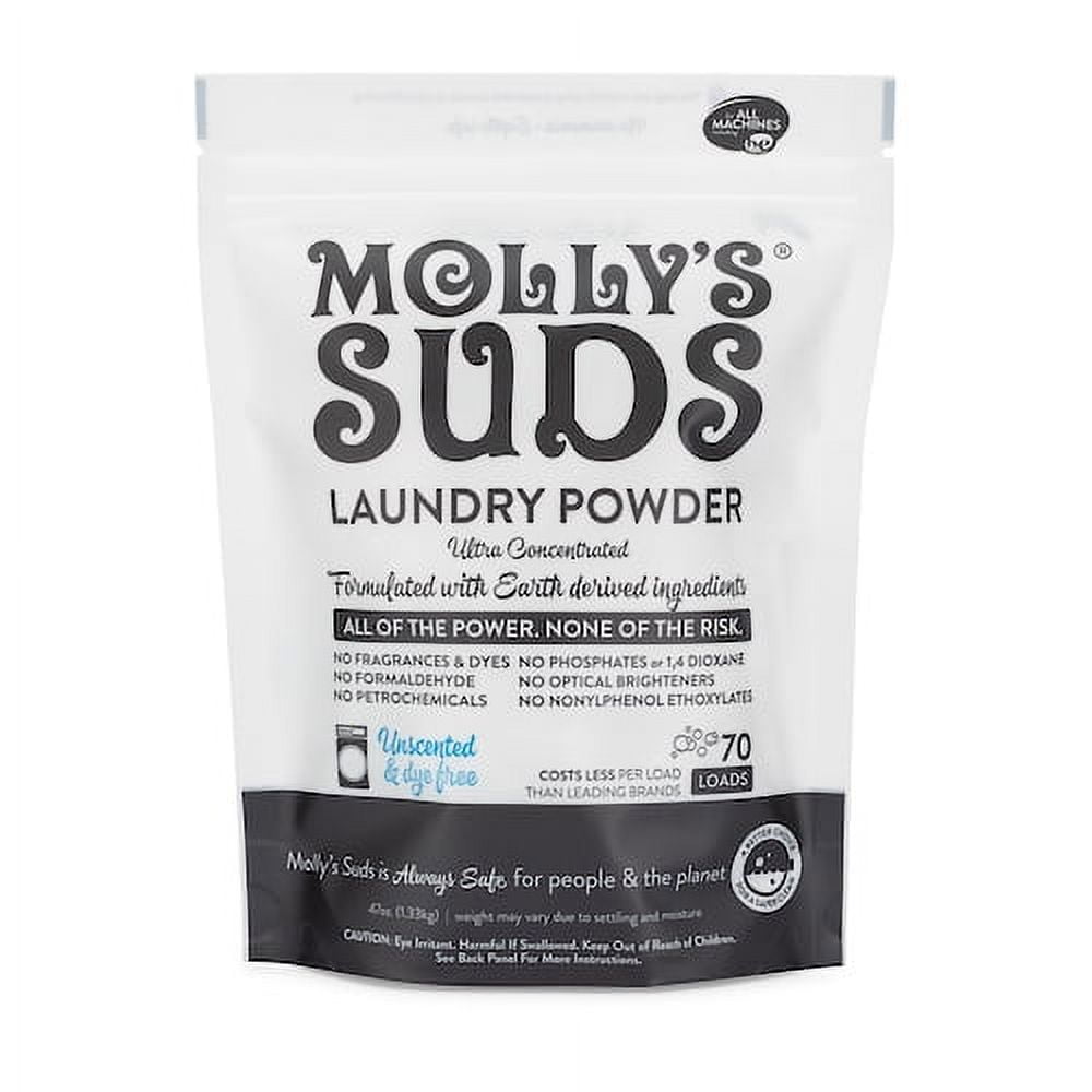Molly's Suds Unscented Laundry Detergent Powder, 70 Loads, Natural ...
