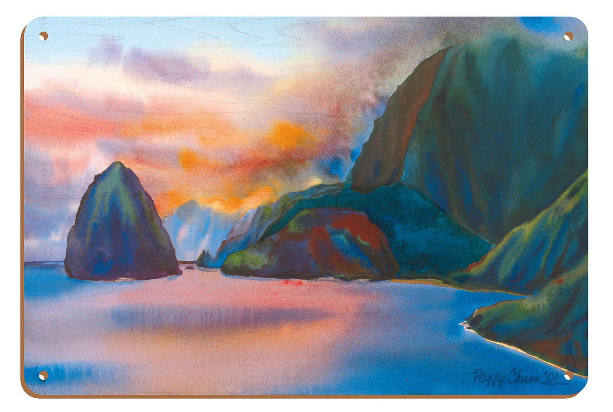 Molokai - Hawaiian Island Sunset - From an Original Hawaii Watercolor ...