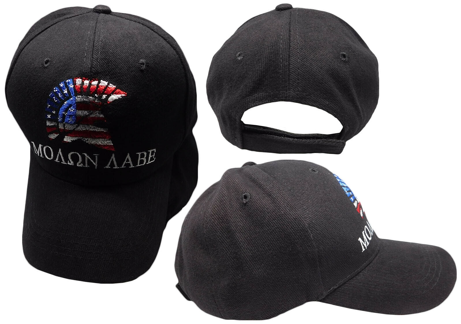 Molon Labe USA Spartan Helmet Side View Black 100% Cotton Embroidered ...