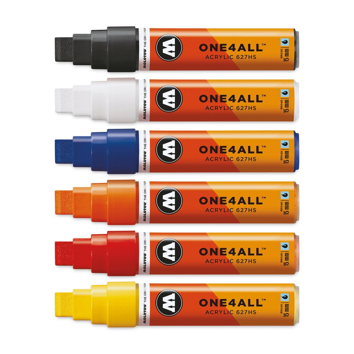 Molotow One4All Acrylic Markers - Assorted Colors, 15 mm, Set of 6 - Walmart.com