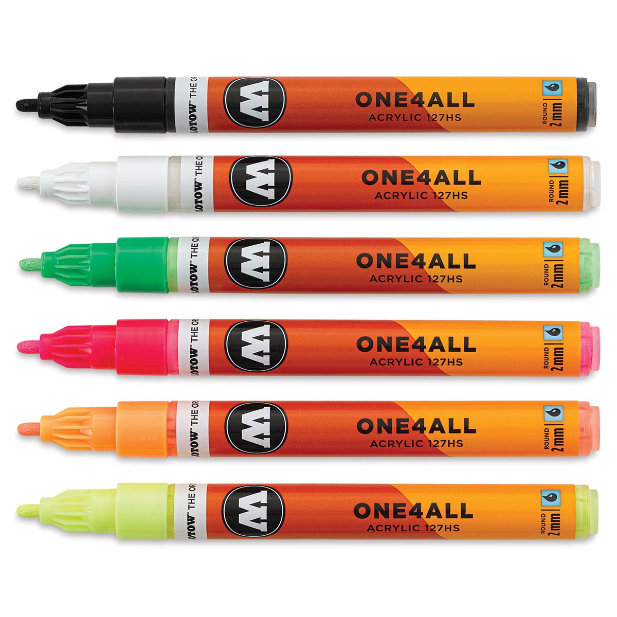 Molotow One4All Acrylic Markers - Neon Colors, 2 mm, Set of 6 - Walmart.com