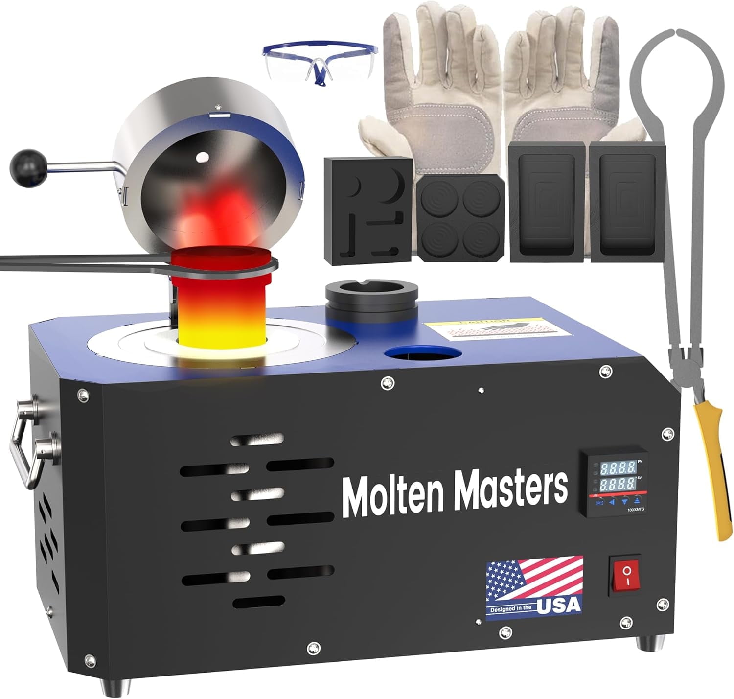 Molten Masters 3KG Electric Melting Furnace Kit, 1600W 2102℉ Digital ...