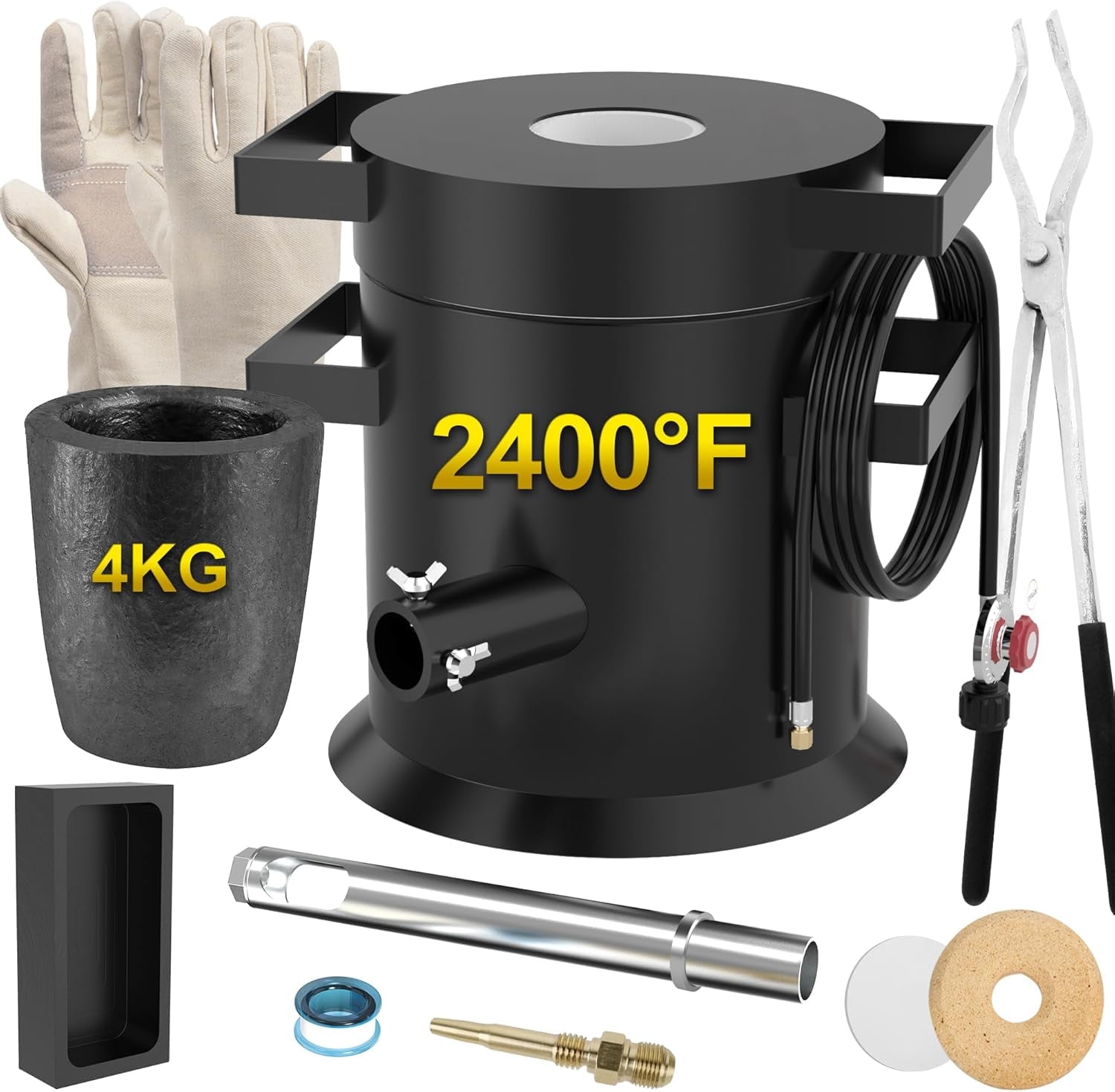 Molten Masters 4KG Propane Metal Melting Furnace Kit, 2400°F High-Heat ...
