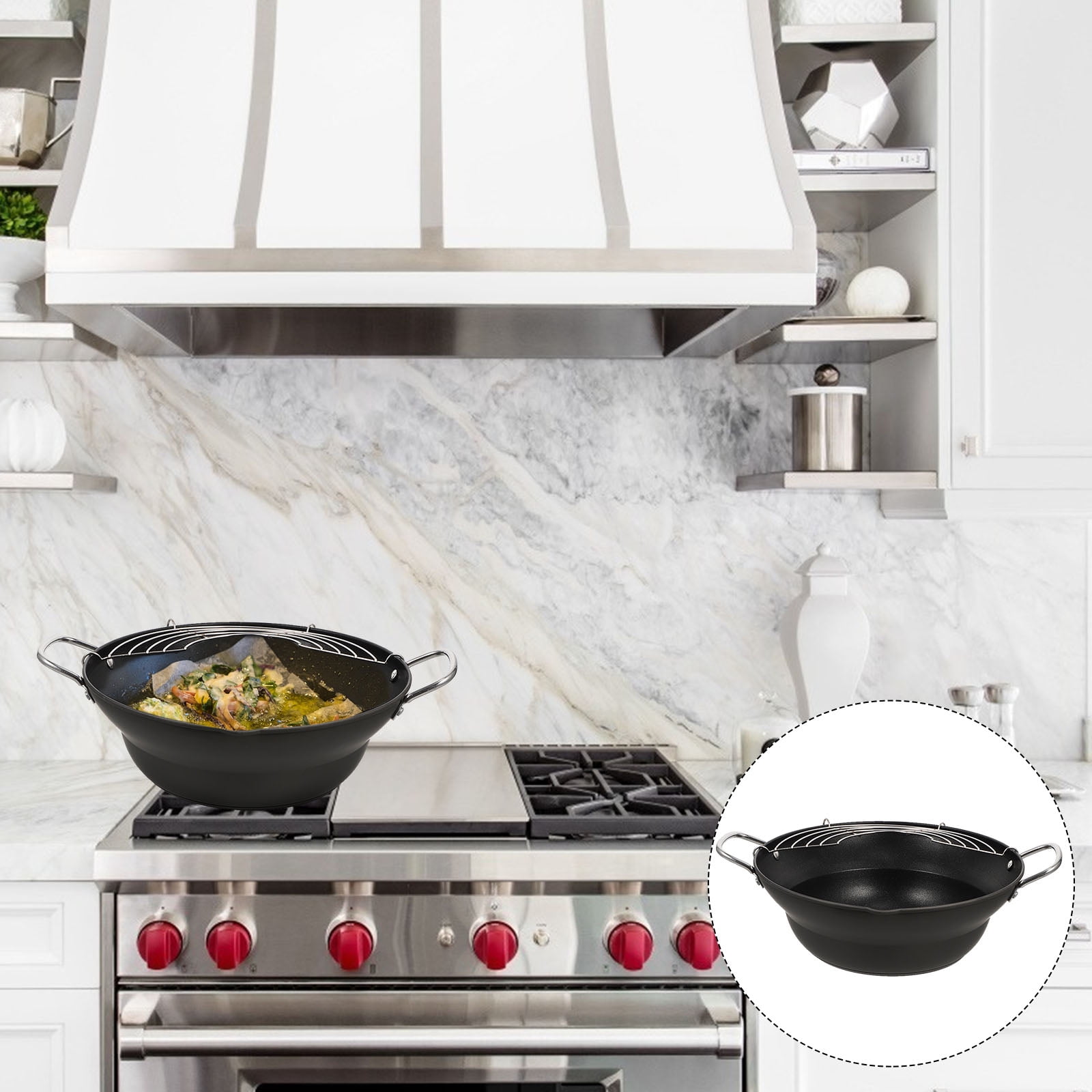 Moluckfu 1 Pc Mini Frying Pan For Eggs Japanese Style Deep Fryer Round ...