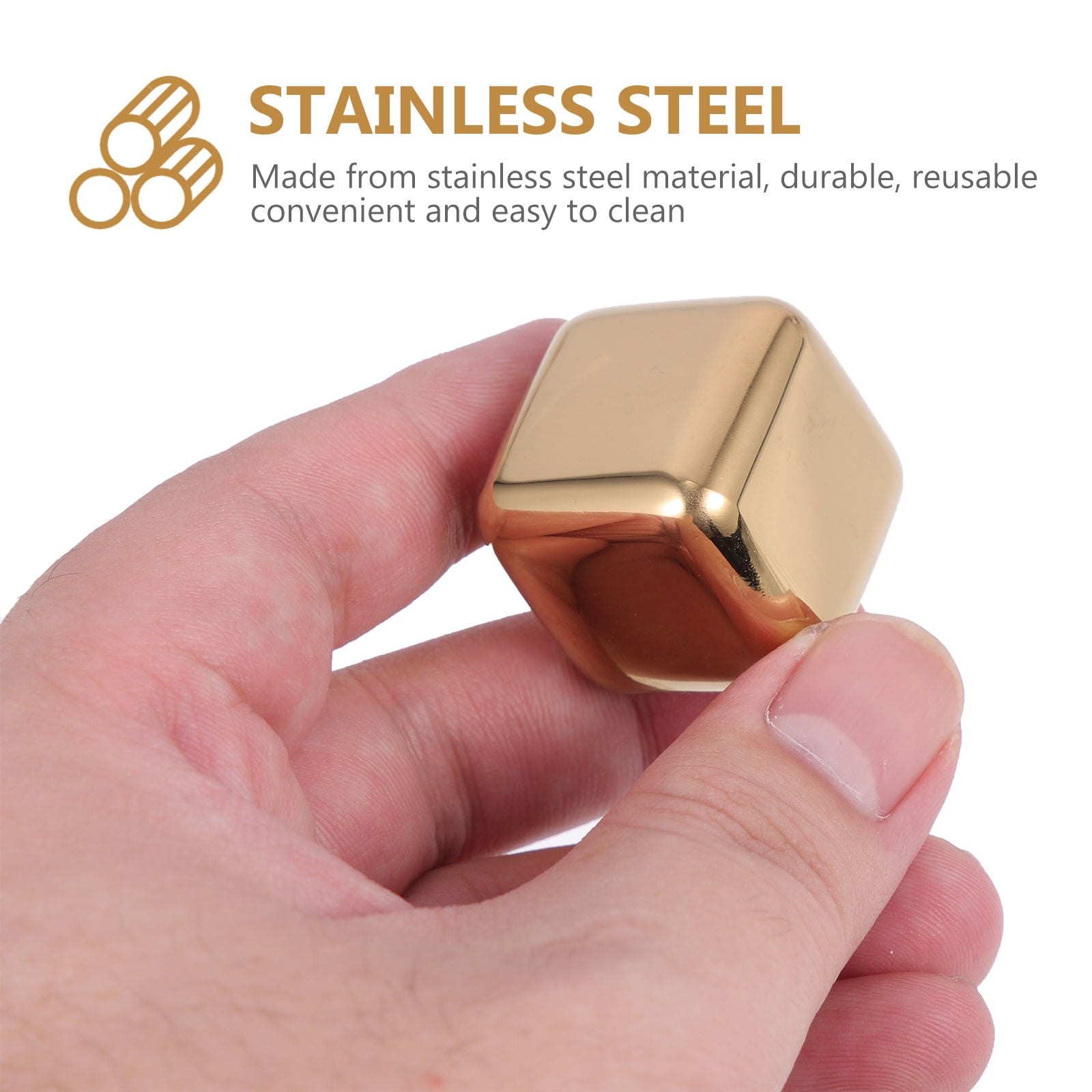 Moluckfu 1 Set 6 Golden Stainless Steel Ice Cubes Storage Box for Non ...