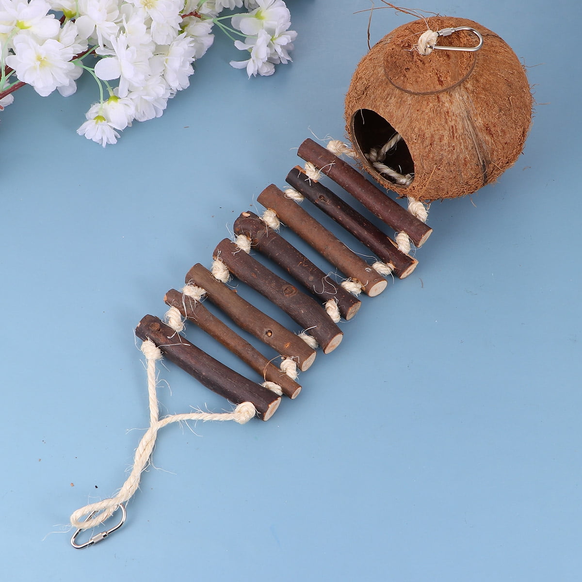 Moluckfu 1Pack Bird Nests with Coconut Shell for Pet Birds 15.7x4.1x5 ...