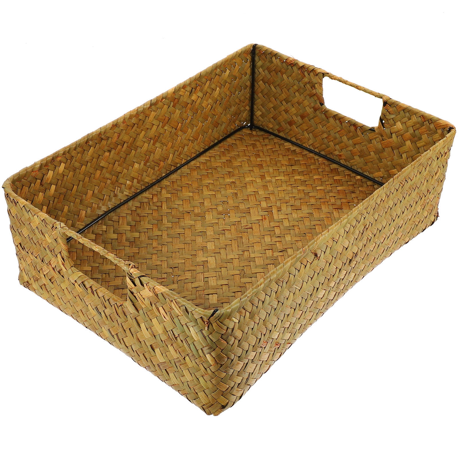 Moluckfu 1Pc Woven Seaweed Basket Large Rectangle Basket Wood Color for ...