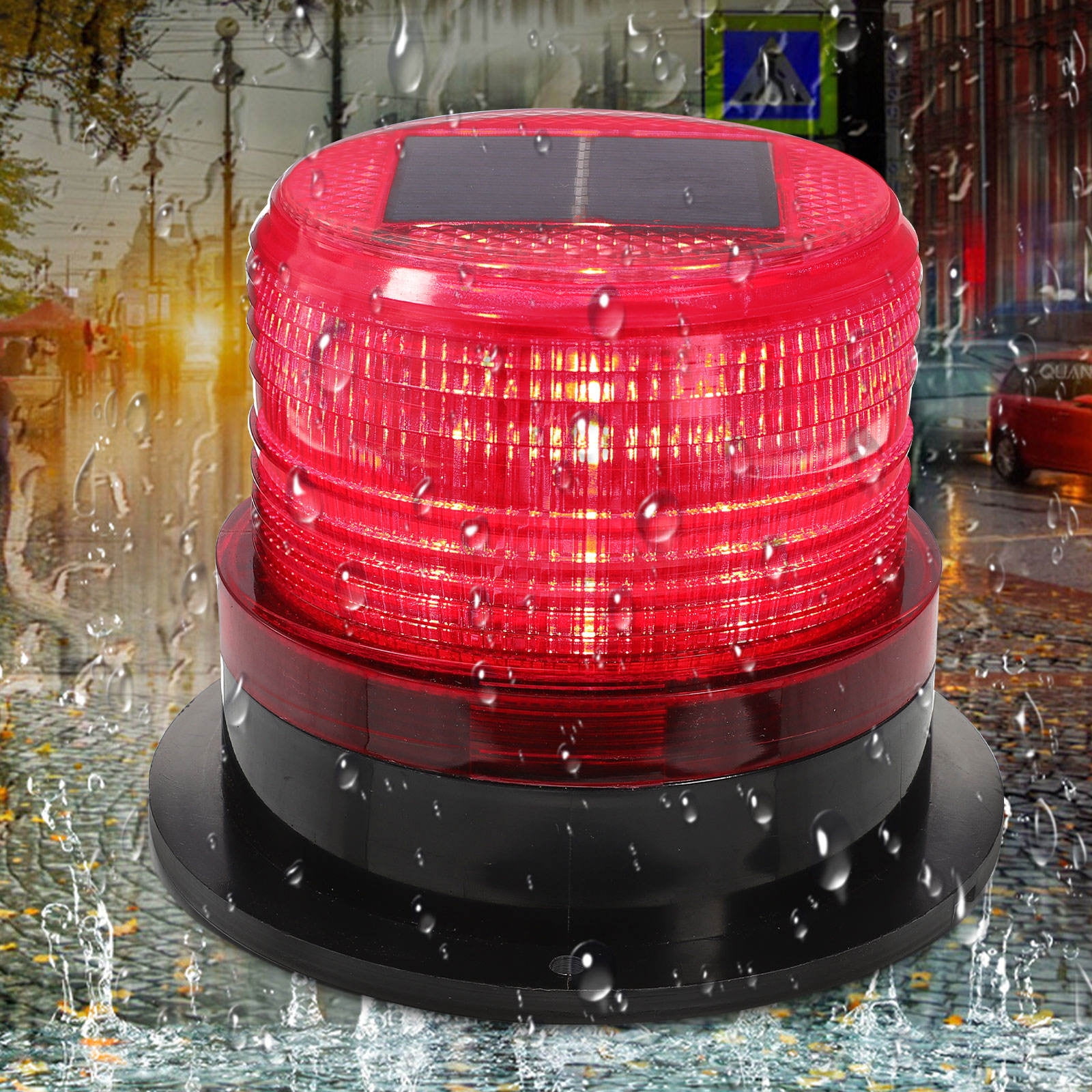 Moluckfu 1Set Red Square Led Strobe Lights for Vehicles Solar Powered ...