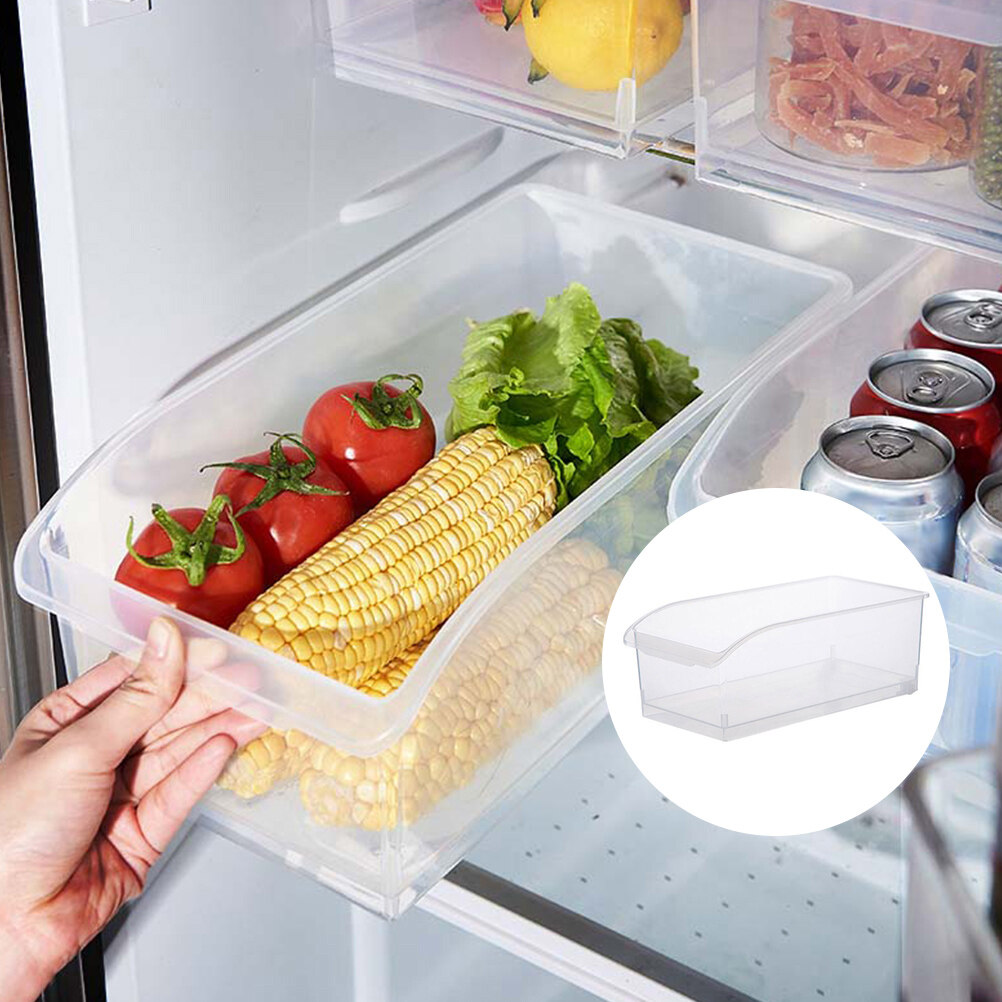 Moluckfu 2Set Clear Organizer Bins for Fridge and Freezer Rectangular PP Material with Drawer ...